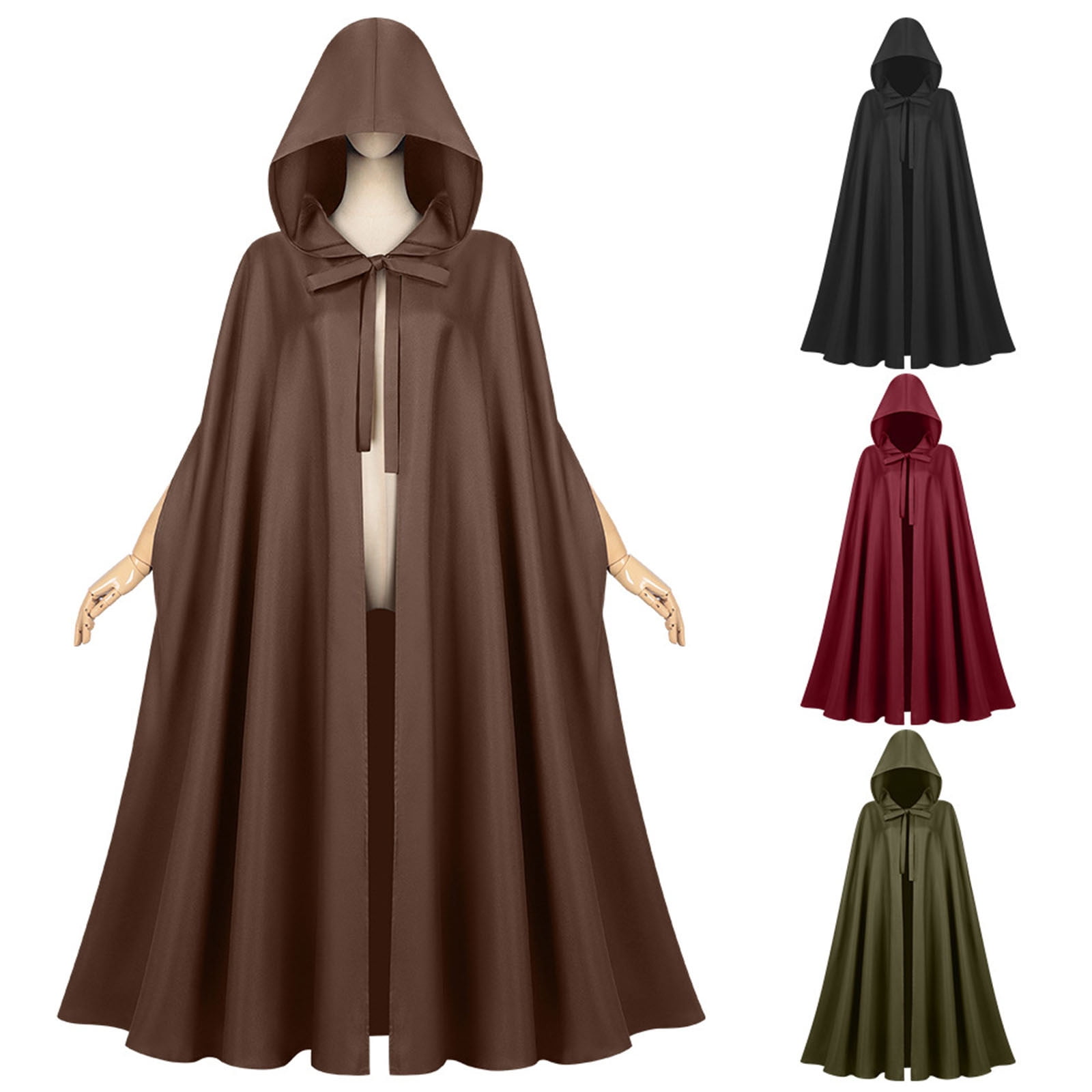 SEAOPEN Cloak with Hood Women Renaissance Hooded Medieval Cloak Witch ...