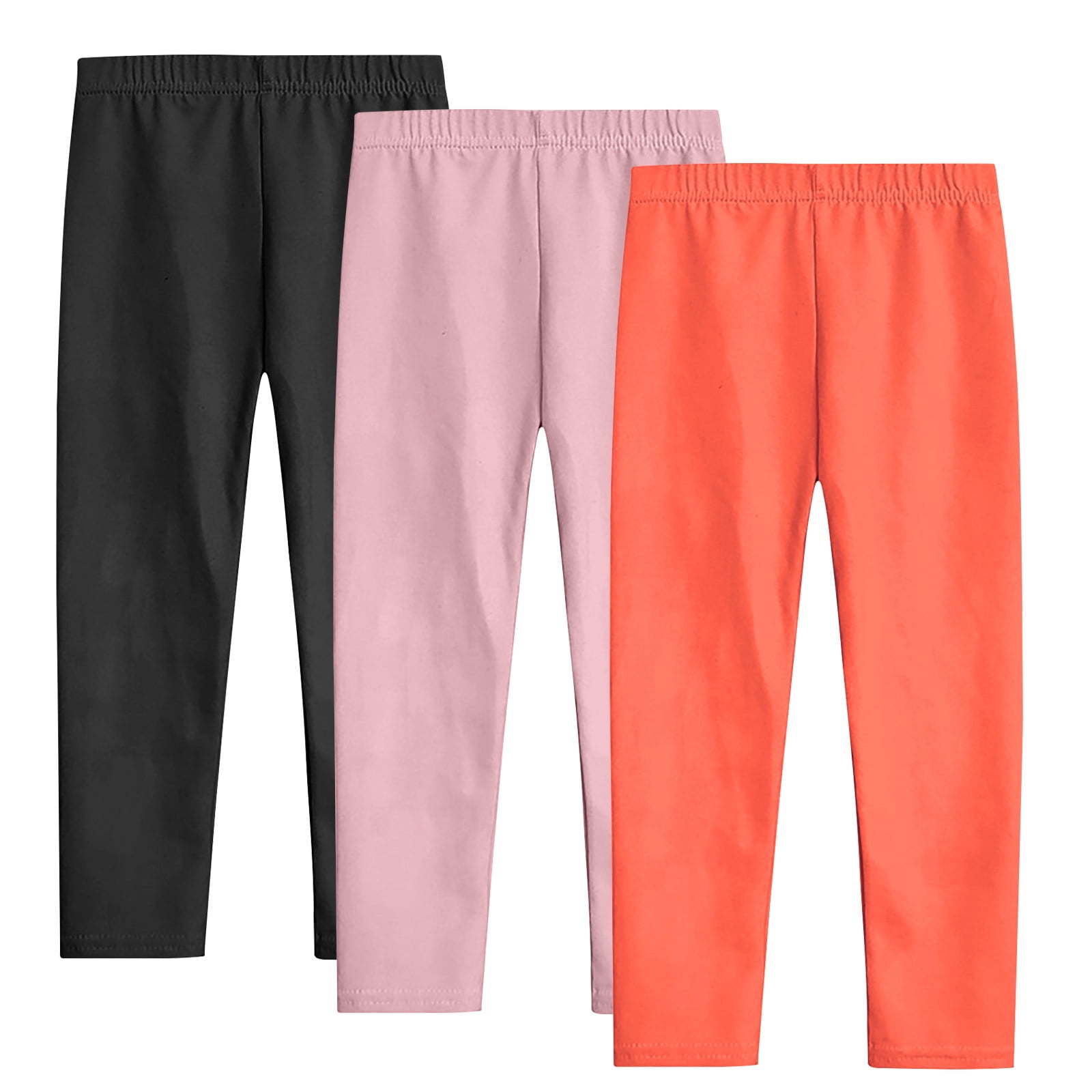 SEAOPEN Deals 3 Pack Leggings for Girls Kids Girls Thick Leggings Cotton Girls Pants Full Length ...