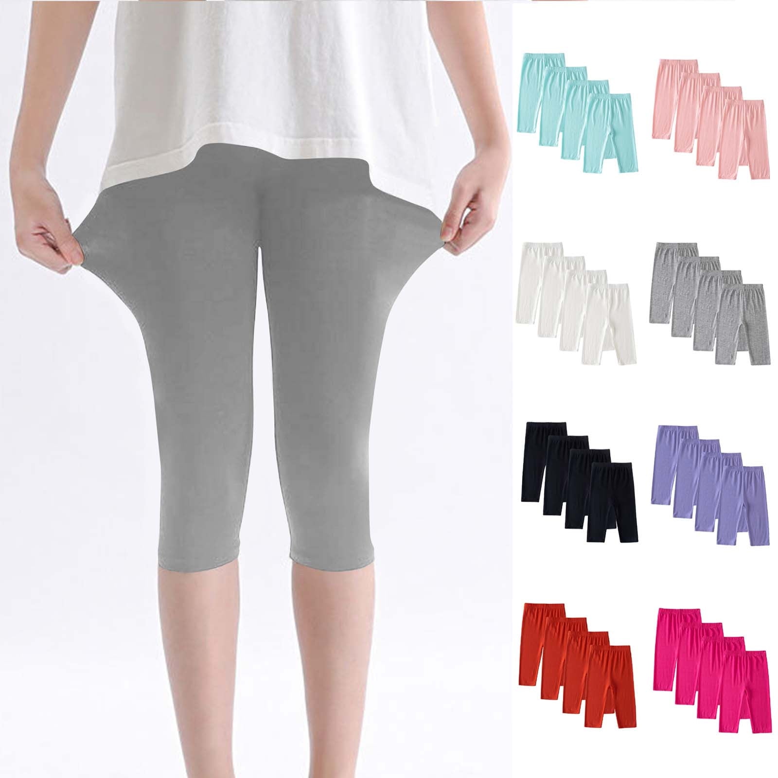 SEAOPEN Deals 4PC Girls Capris Leggings Crop Summer Leggings for School Wearing Black,12 Years ...