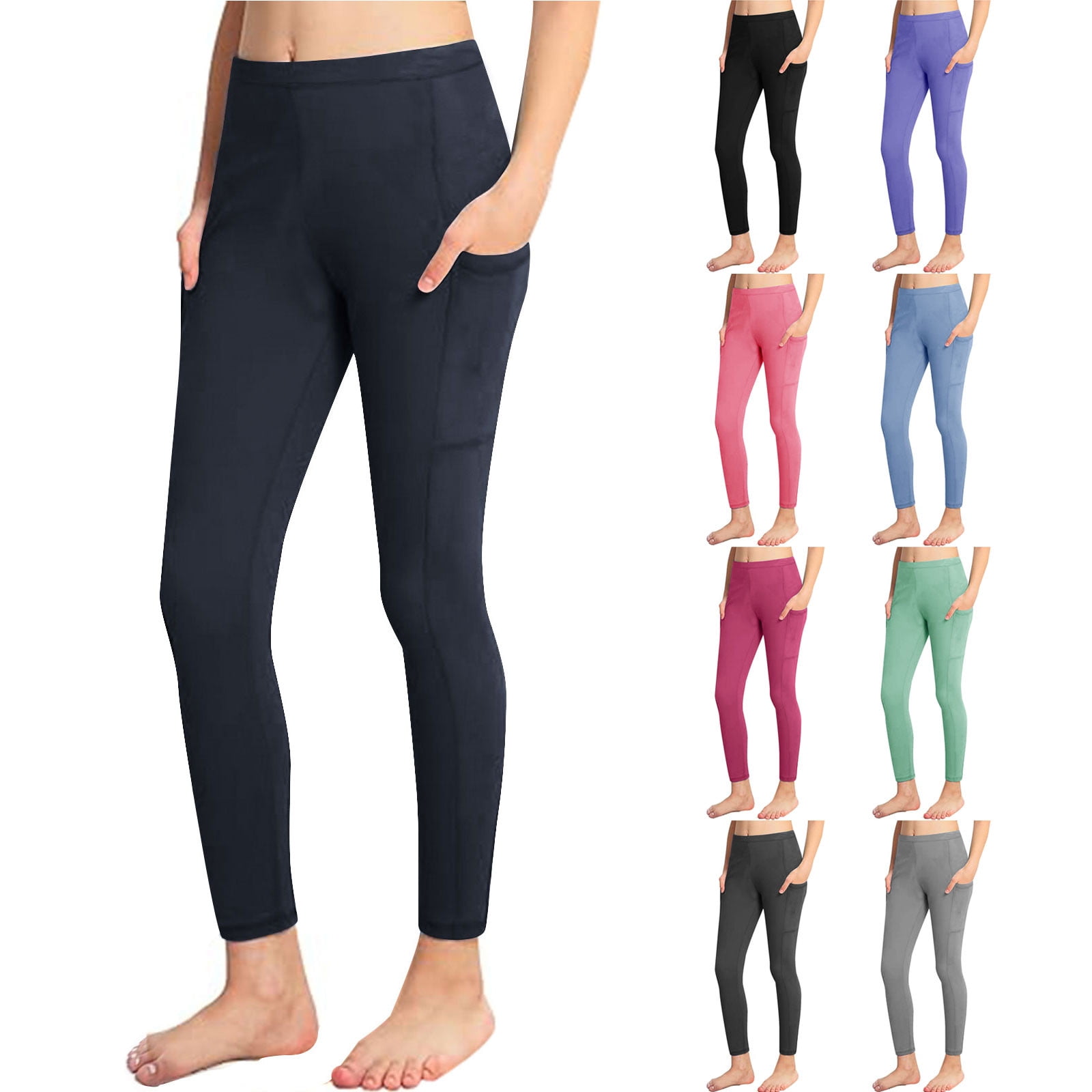 SEAOPEN Girl's Leggings with Pockets, Ankle Length Athletic Yoga Pants ...