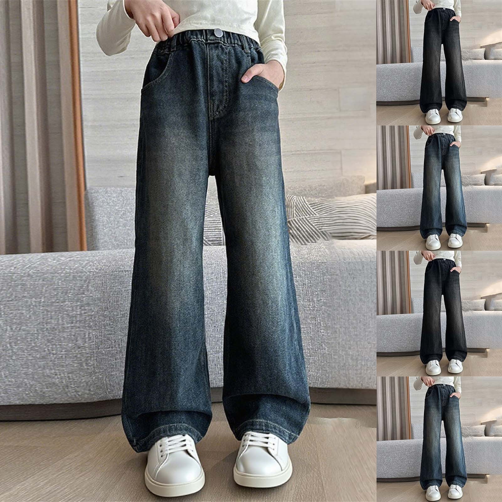 SEAOPEN Girls Flare Leg Bell Bottom Jeans Kids Vintage Slim Fit ...