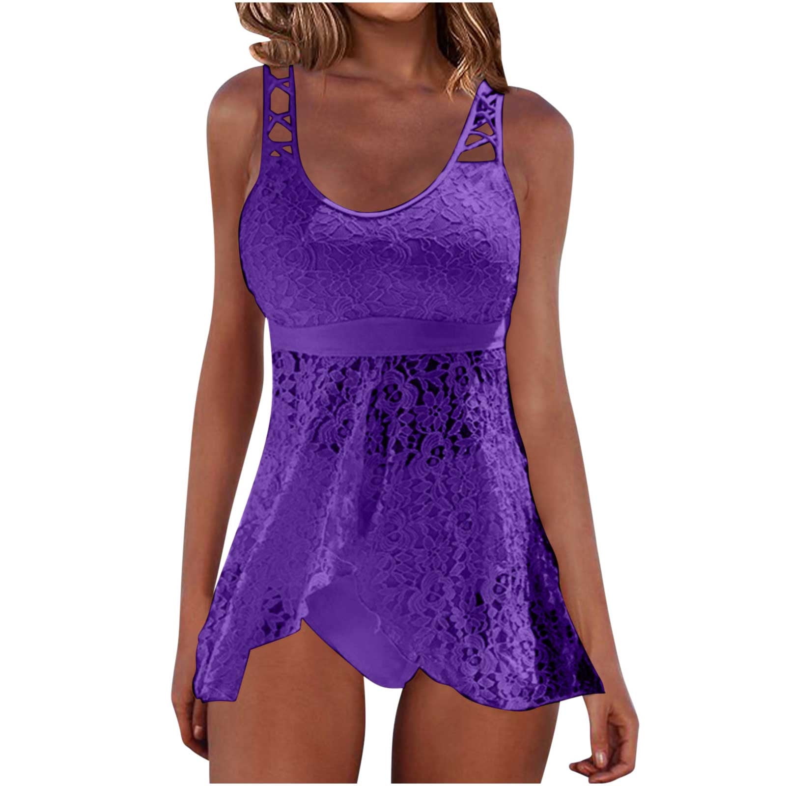 Seaopen Lace Tankinis Swimsuit For Women Flowy Swim Dress Modest 2