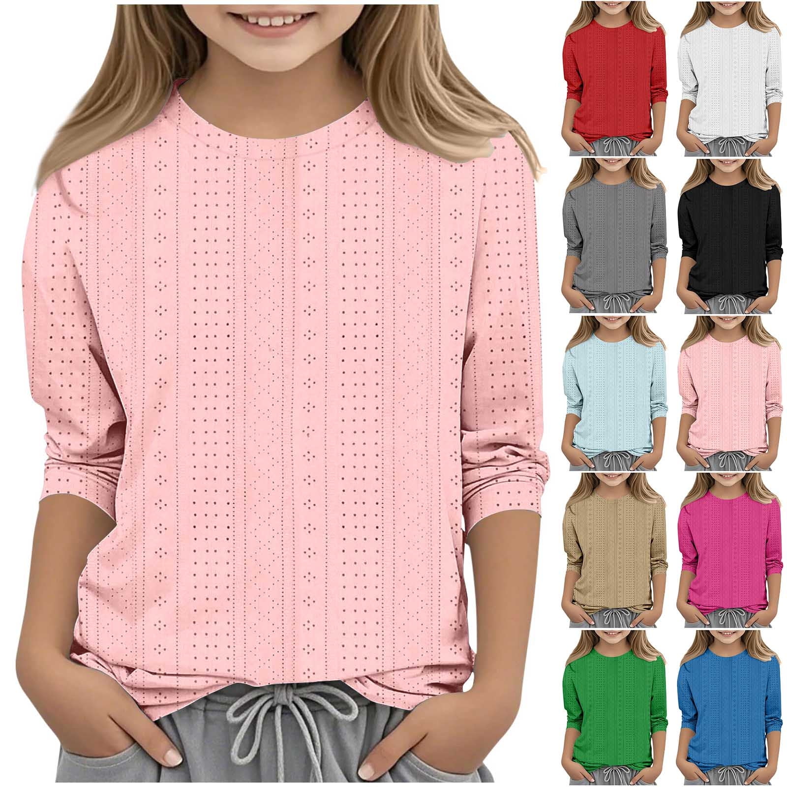 SEAOPEN Summer Deals 2025 Girls Summer Tops Eyelet 3/4 Sleeve Shirts ...
