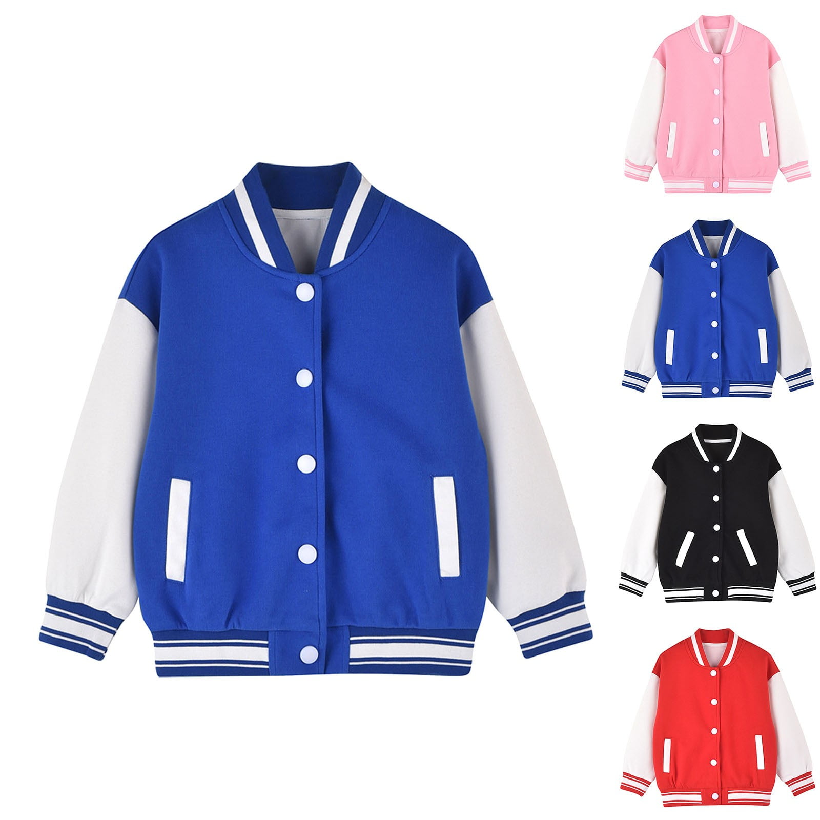 SEAOPEN Toddler Girl Baseball Jackets Color Block Graphic Long Sleeve ...