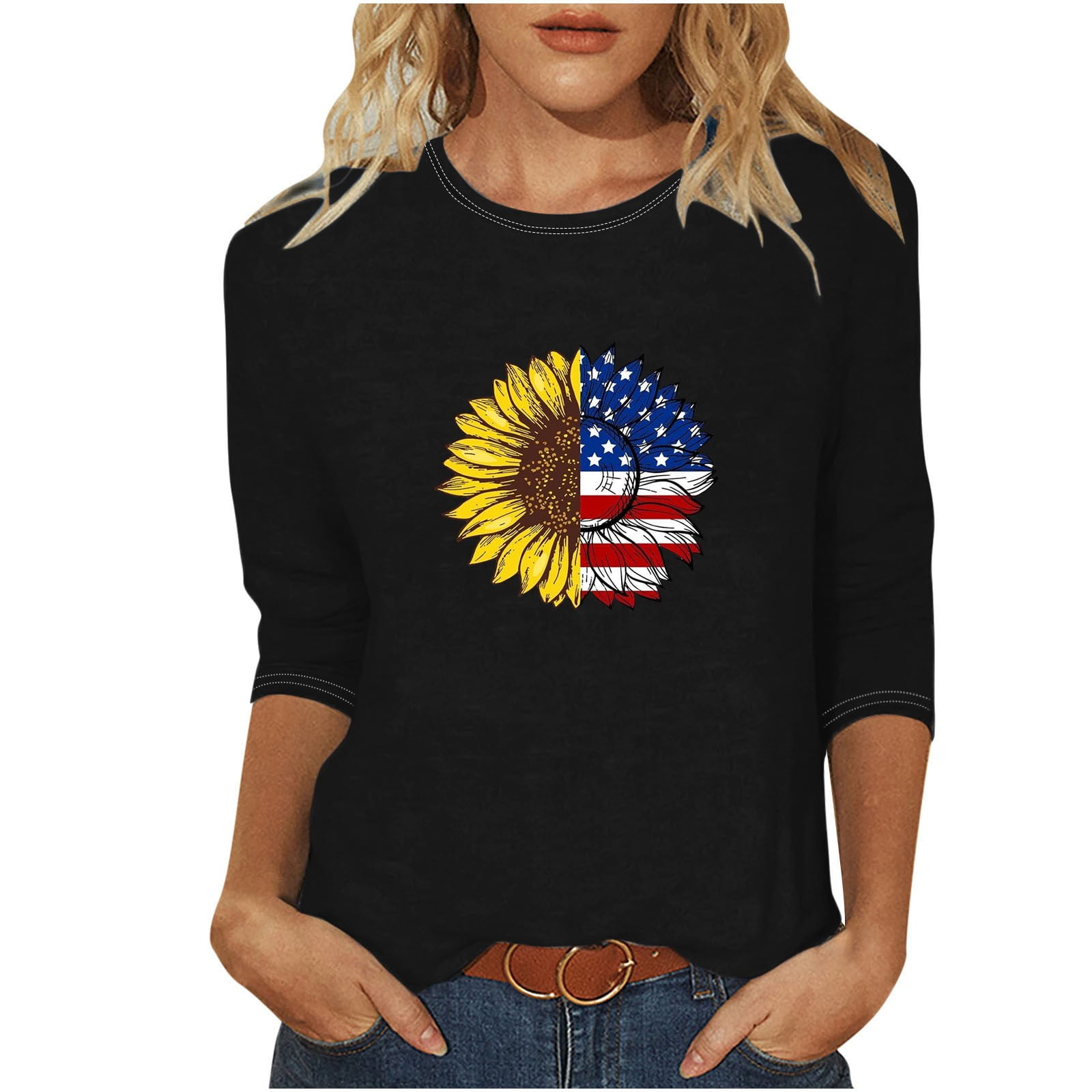 Seaopen Tshirts For Women Fourth Of July Shirt American Flag Patriotic