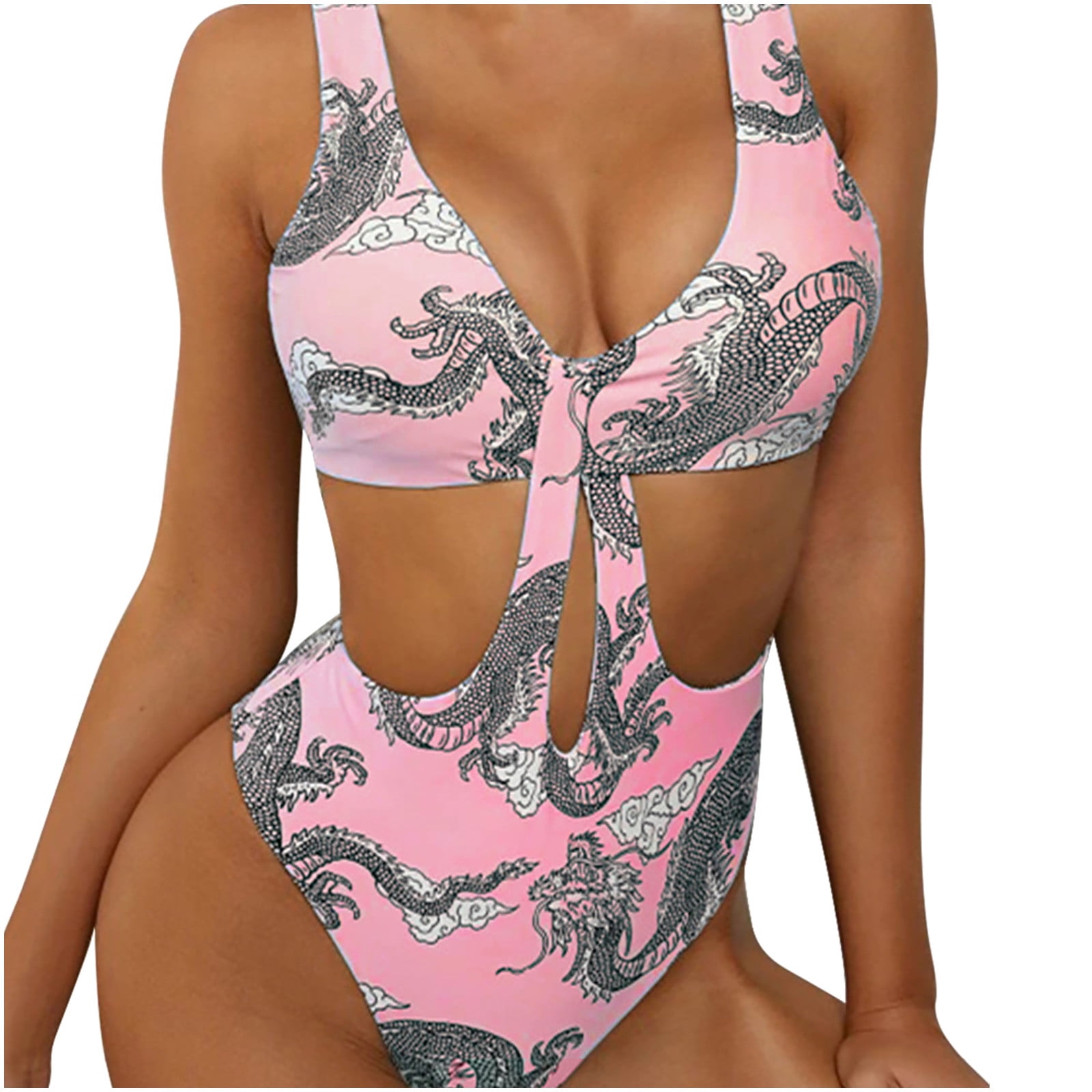 Seaopen Womens One Piece Swimsuits Sexy Plunge Neckline Monokinis
