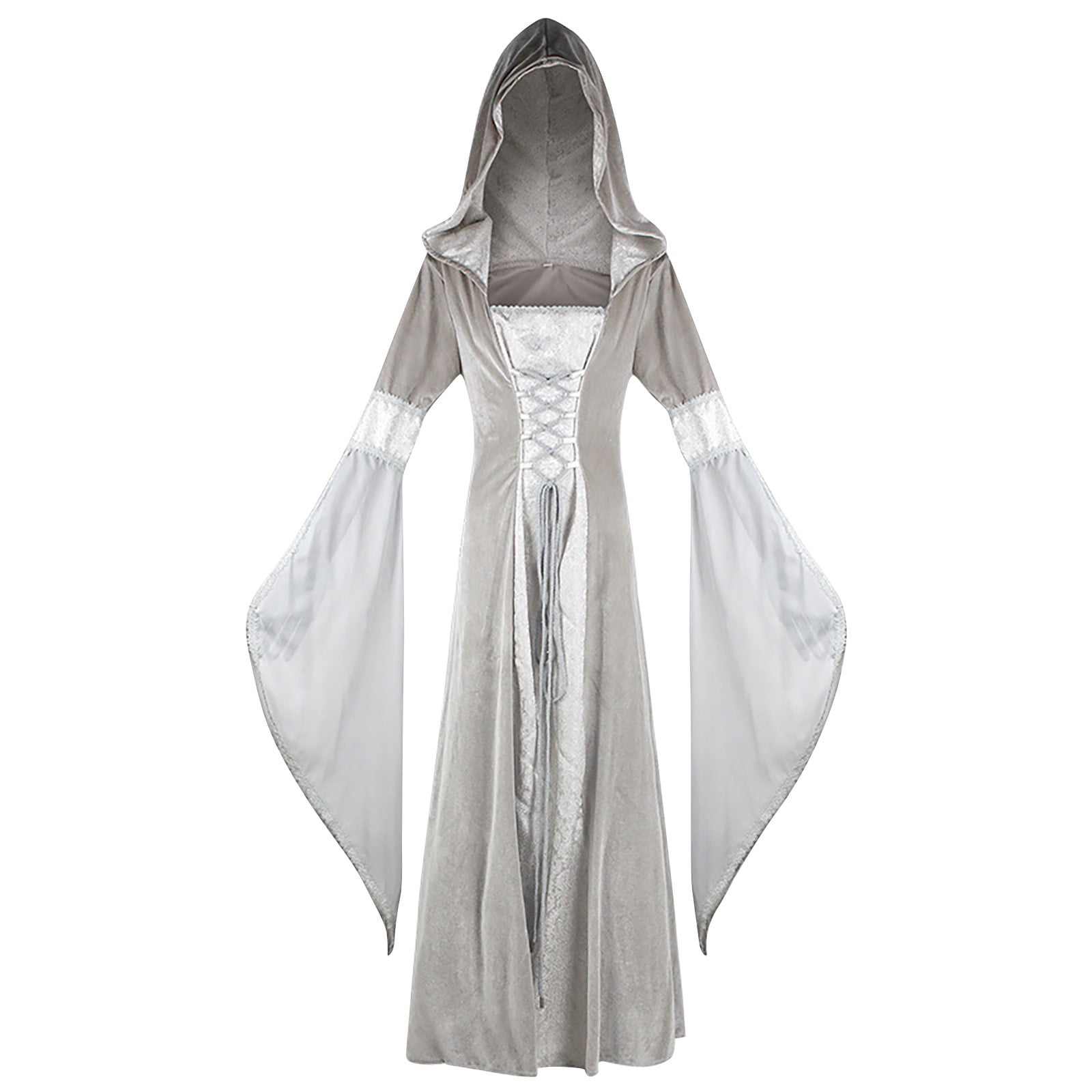 SEAOPEN Women's Plus Size Gothic Cloaks Witch Vampire Dress Hooded ...