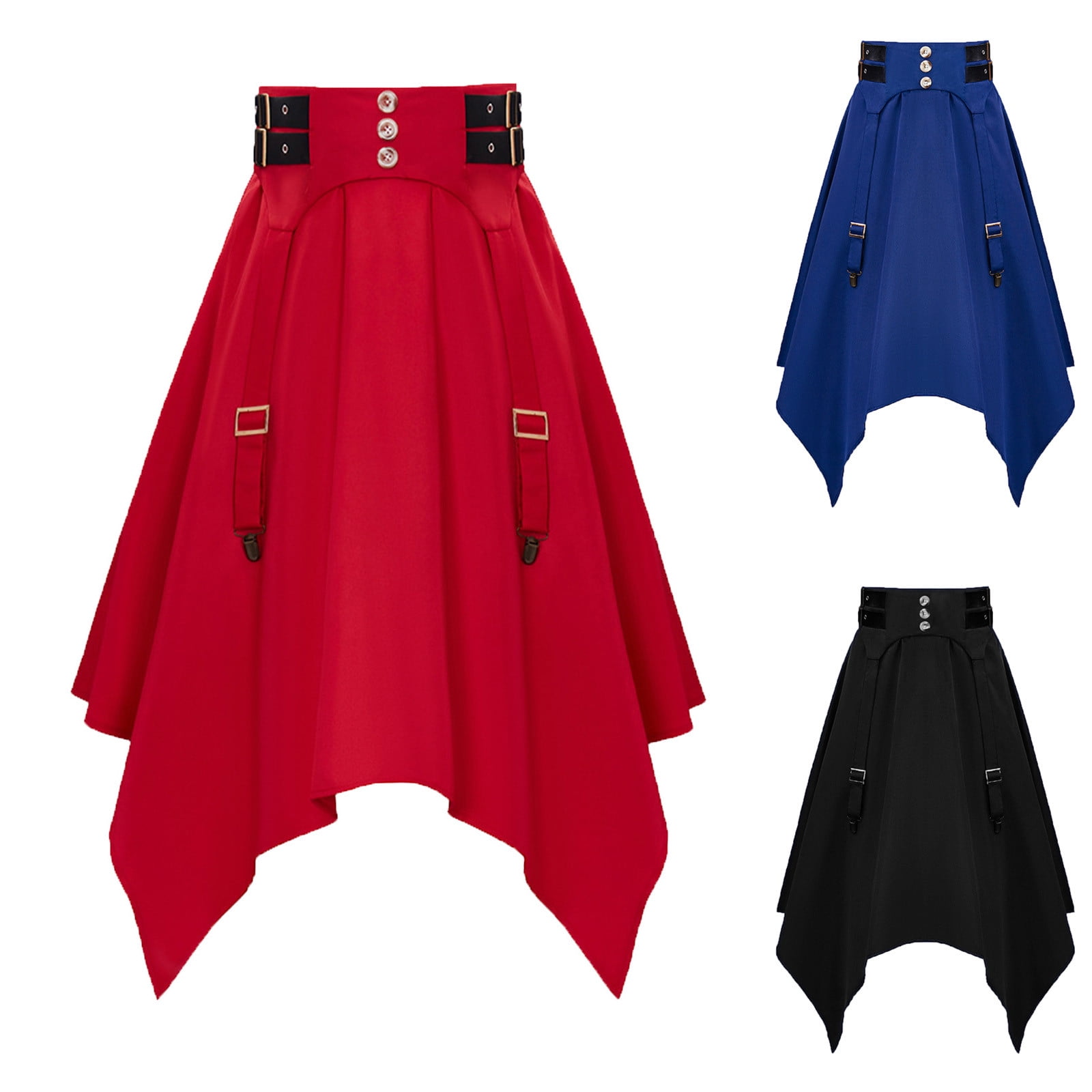SEAOPEN Women's Renaissance Skirt High Waist Handkerchief Hem Flowy ...