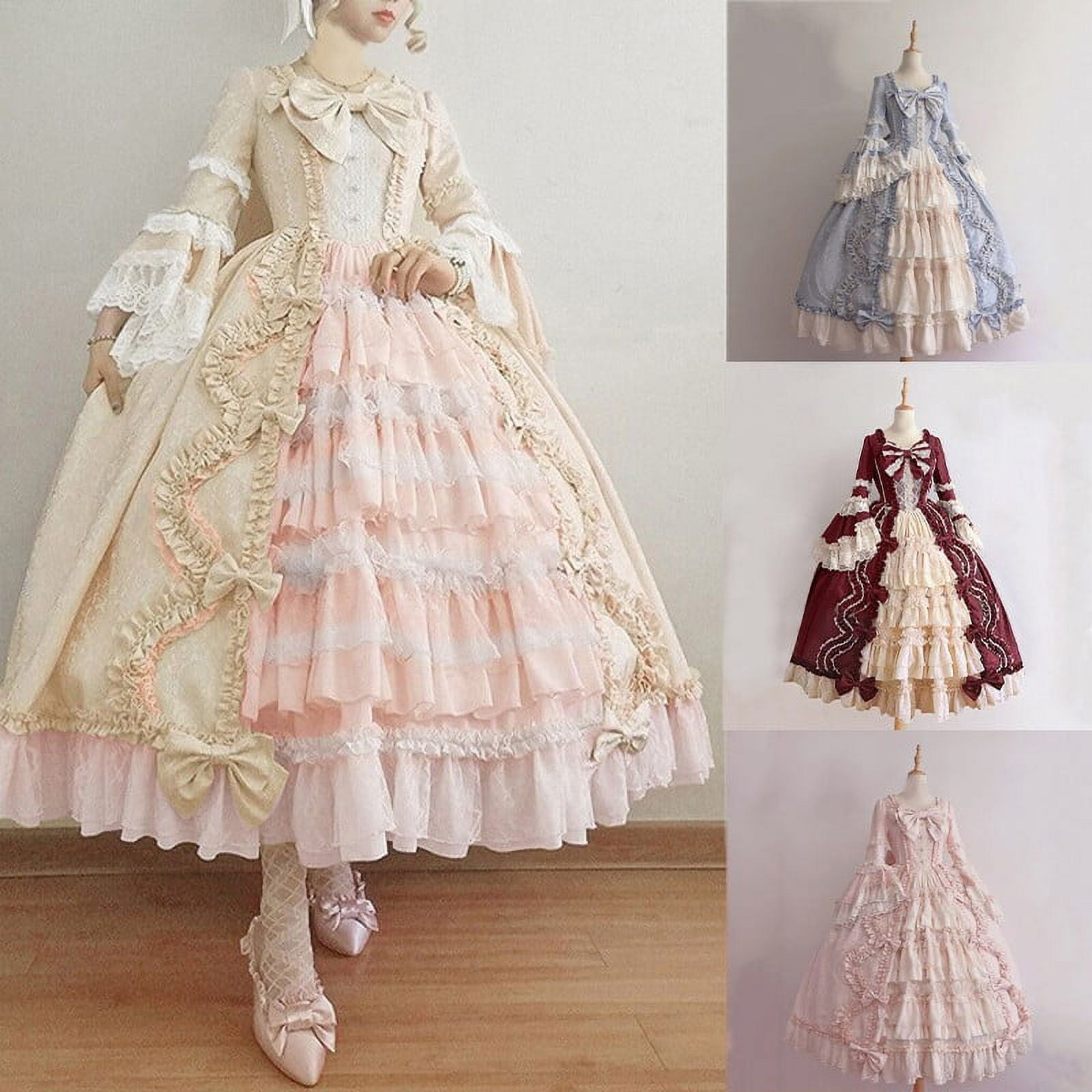 SEAOPEN Women's Victorian Rococo Ball Gown Gothic Lolita Dresses Court ...