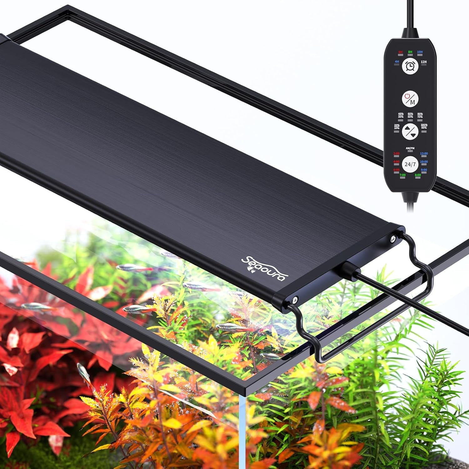 SEAOURA 14W Smart LED Aquarium Light - 24/7 Auto Timer & Full Spectrum ...