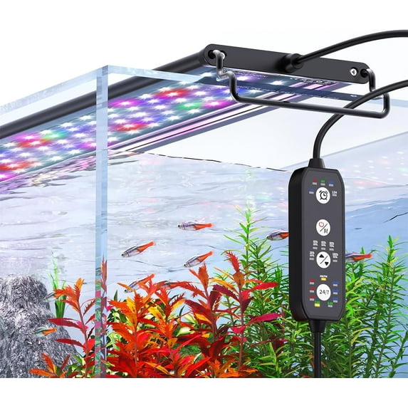 SEAOURA 42W LED Aquarium Light, Full Spectrum, Adjustable Timer ...