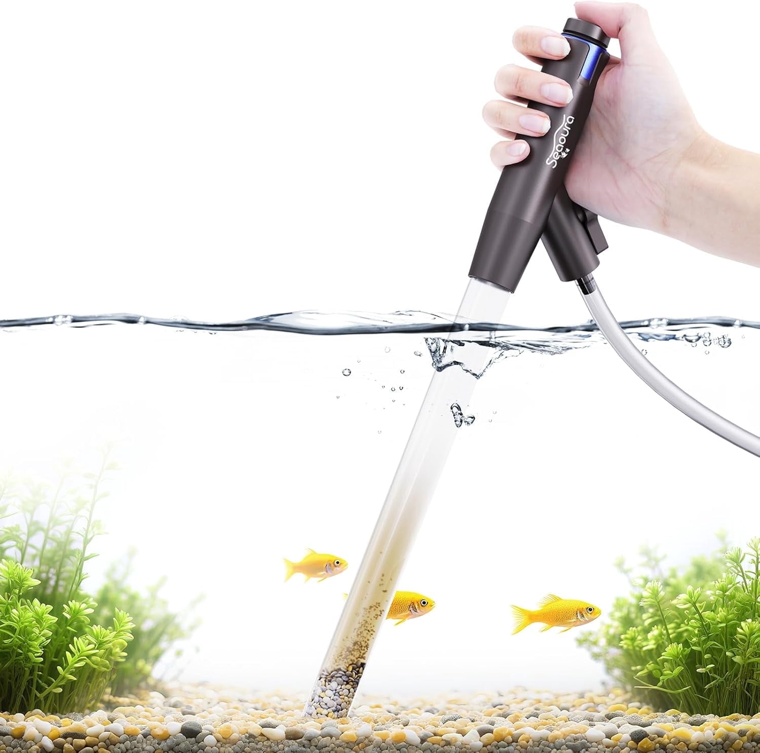 SEAOURA ‌Adjustable Aquarium Gravel Cleaner - Manual Siphon Vacuum with ...