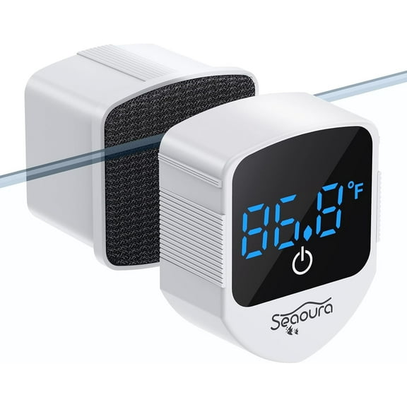 CMrtew 2-in-1 Mini Aquarium Magnetic Cleaner with Digital Thermometer ...