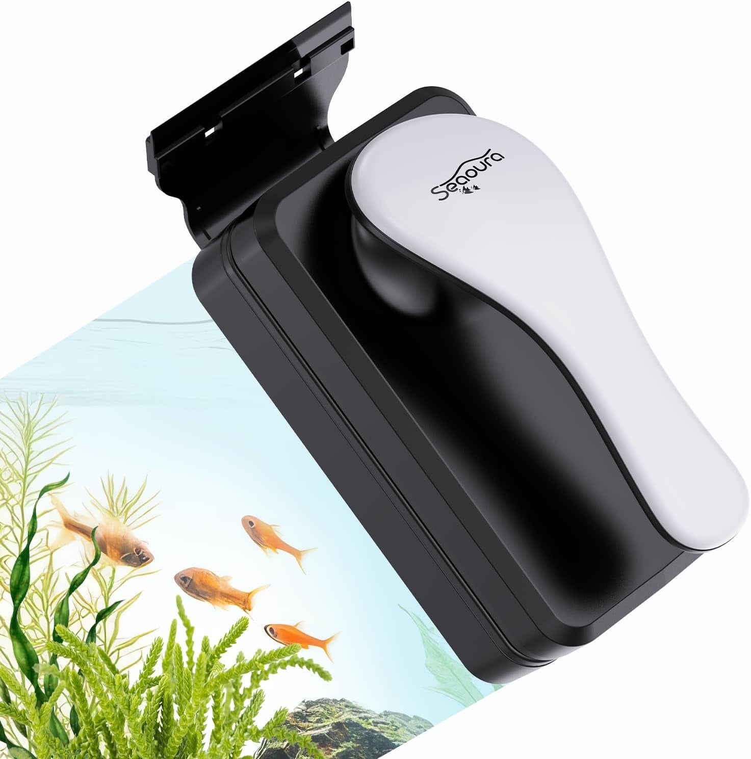 SEAOURA Magnetic Aquarium Glass Cleaner - 3 Swappable Plastic Blades ...