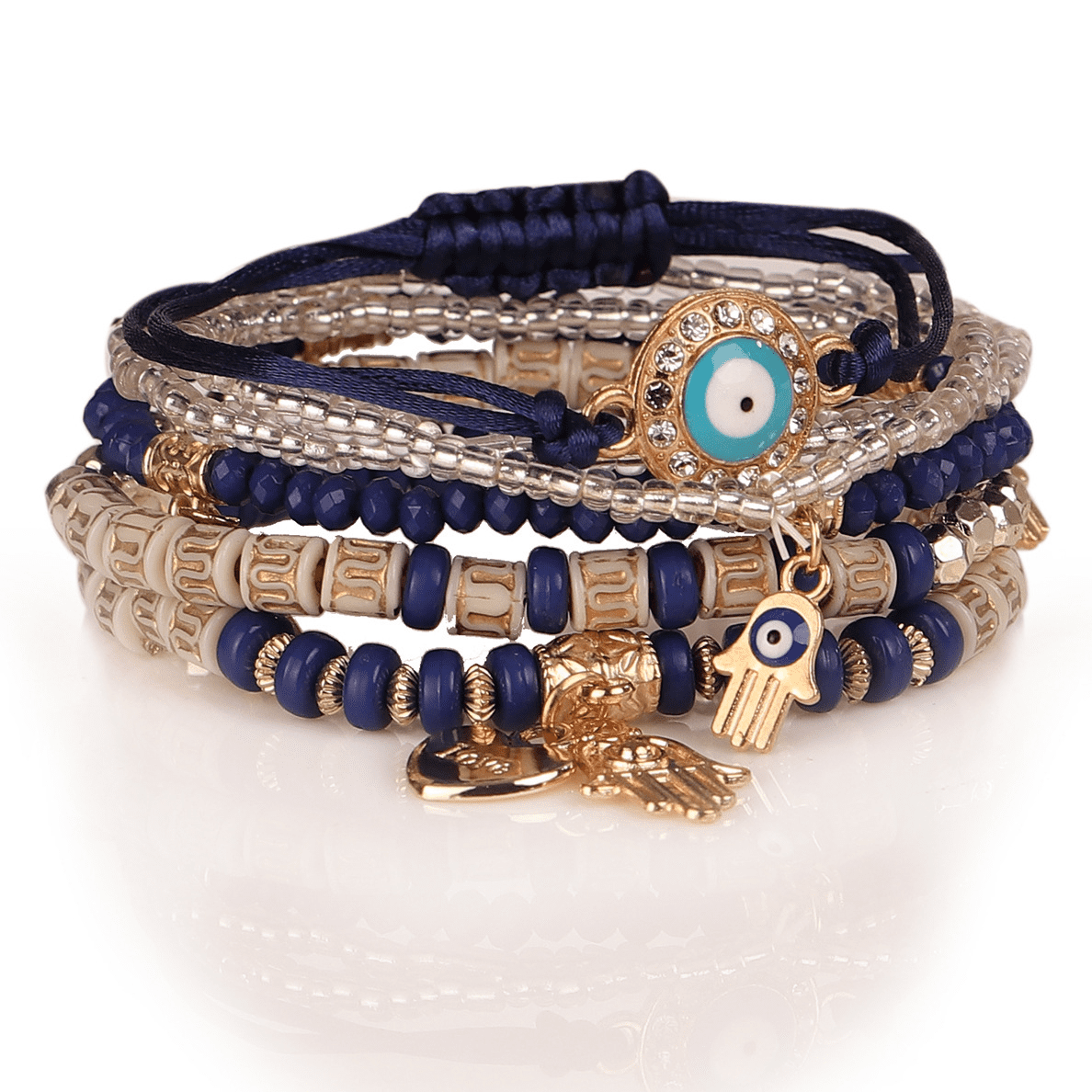 SEARIPE 6 Pcs Beaded Bracelets Jewelry Rhinestone Eye Hand Decor Boho ...