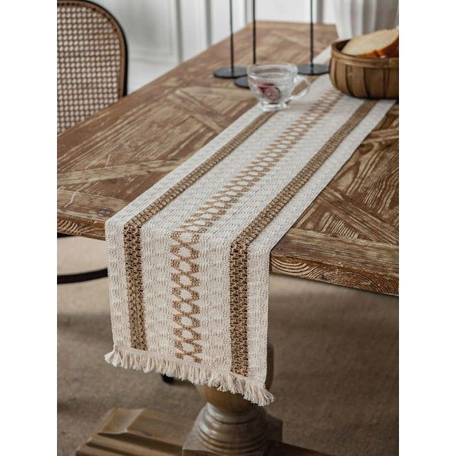 SEARIPE Macrame Table Runners with Tassels, Cotton Linen Boho Table ...