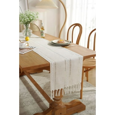 Rose Embroidery Spring Table Runner Farmhouse Decor Off-White Ivory 13 ...