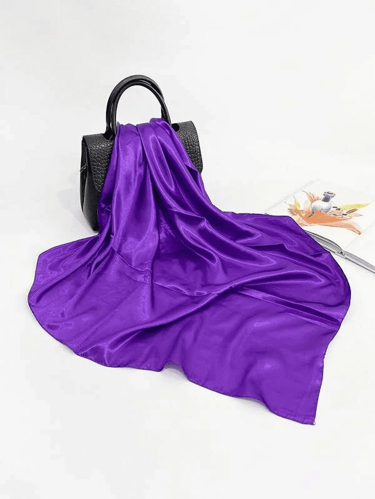 SEARIPE Women Solid Satin Scarf Large Square Scarf Headscarf Purple ...