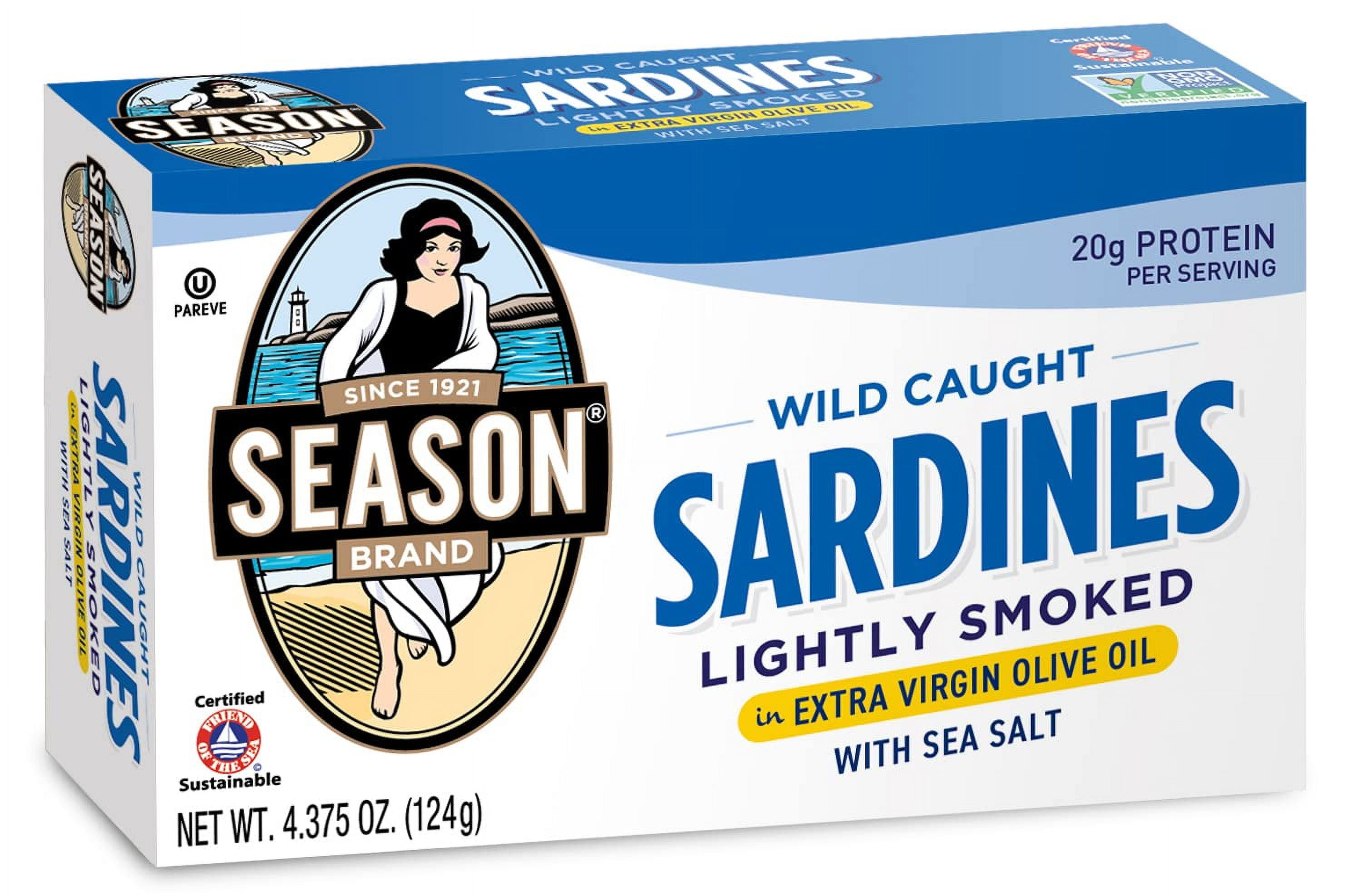 SEASON Brand Wild Caught Sardines in Organic Extra Virgin Olive Oil - 4 ...