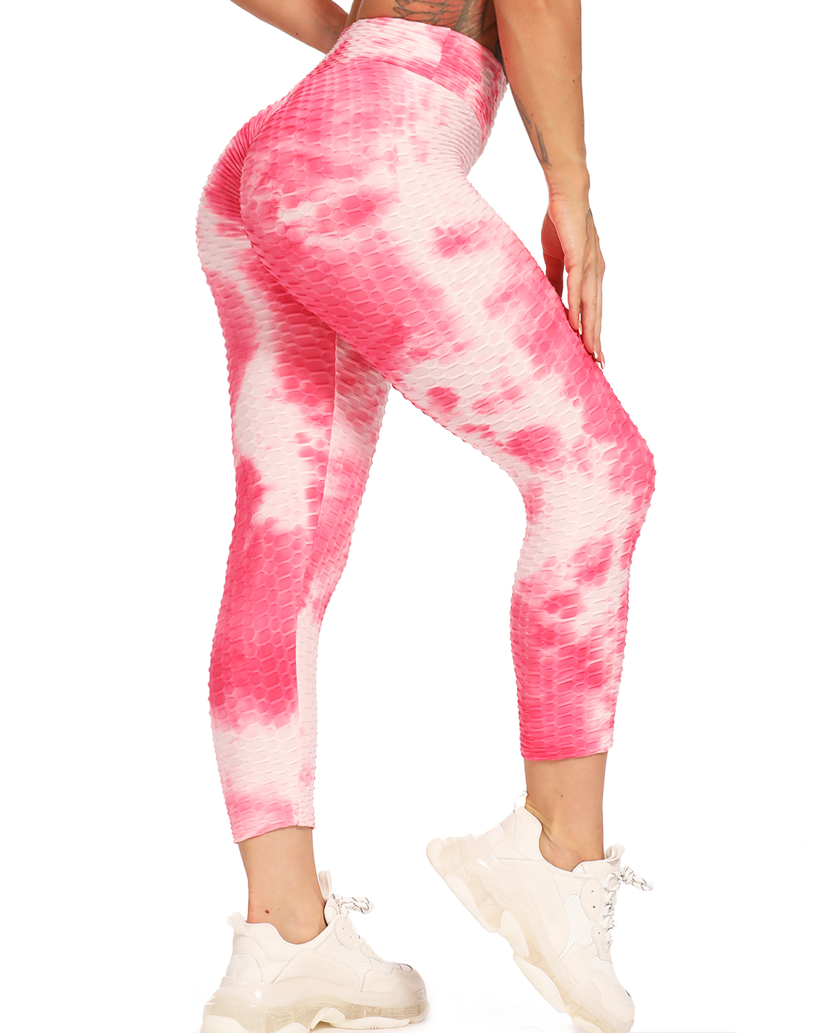 SEASUM High Waist Yoga Capris For Women Tummy Control Tie Dyed Butt ...