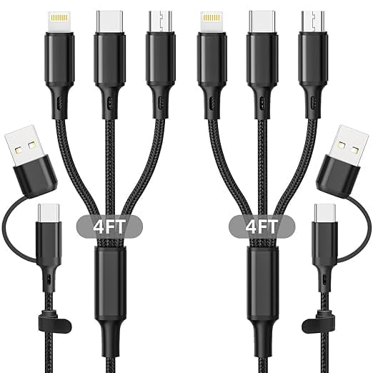 SEATHER 2Pack 4FT Multi Charging Cable 3A, Nylon Universal 6 in 1 ...