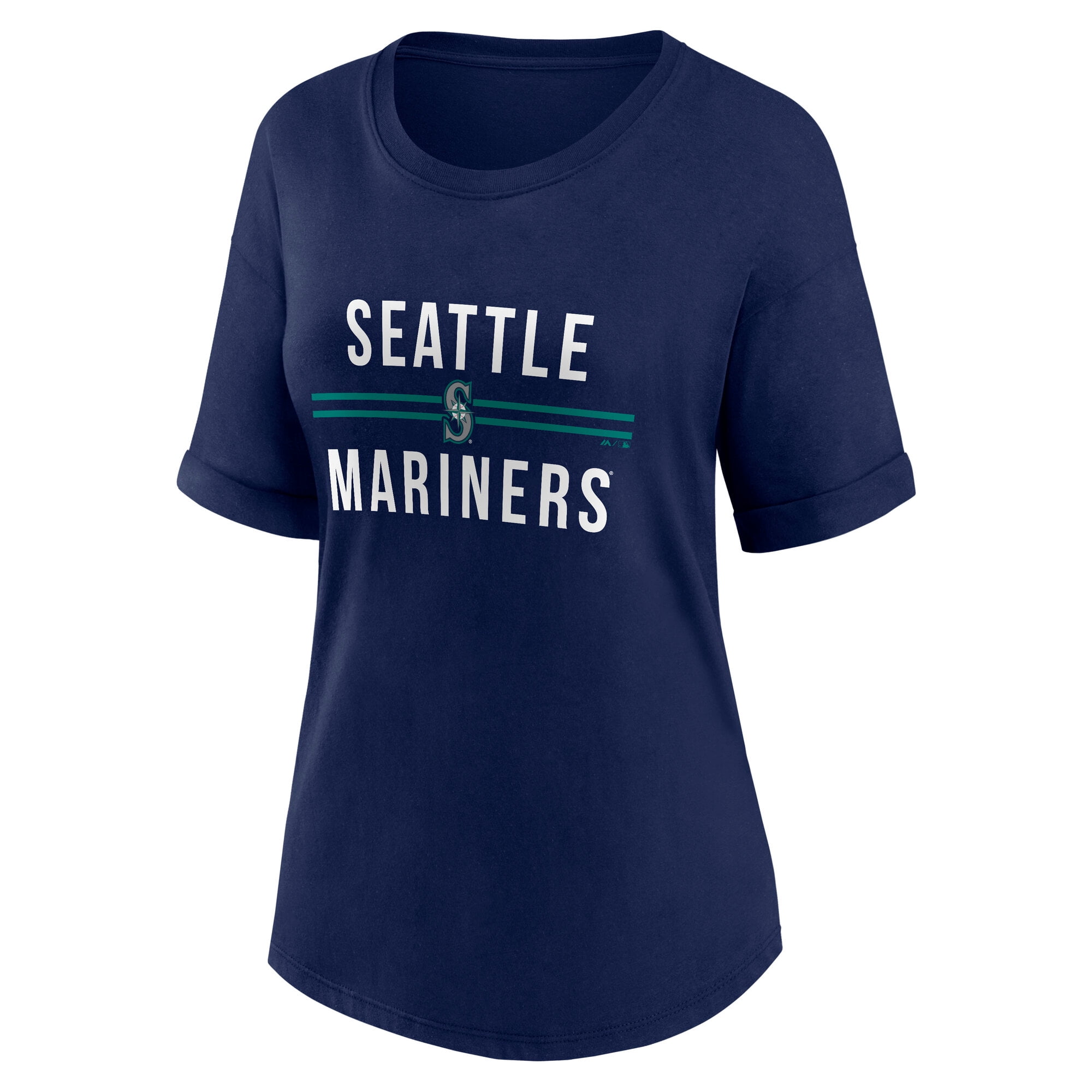 Seattle Mariners Women's Navy Out Run Bi-Blend Rolled Cuff T-Shirt, Up ...