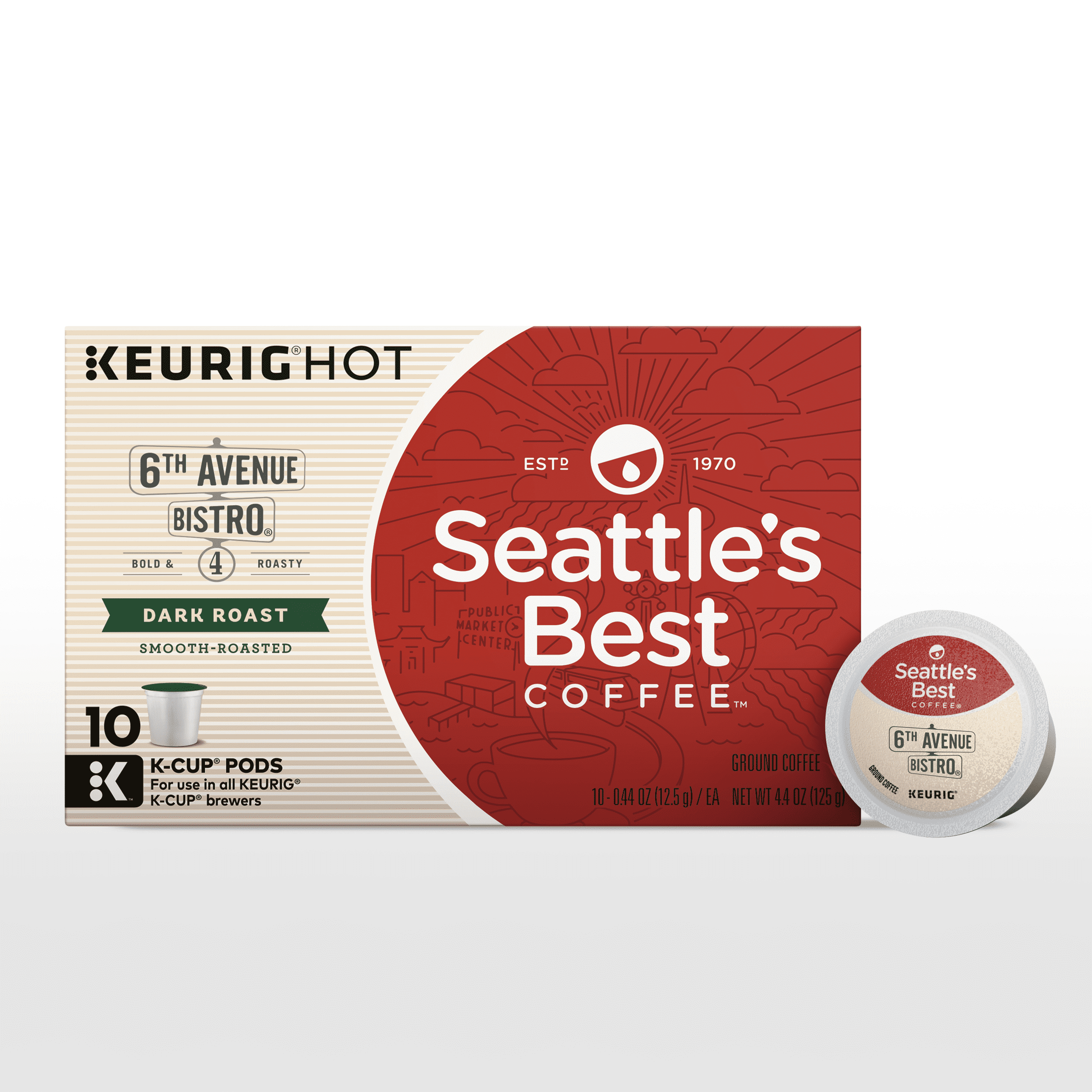 SEATTLE'S BEST COFFEE 6th Ave Bistro Ground Coffee K-Cup Pods 10 Count ...
