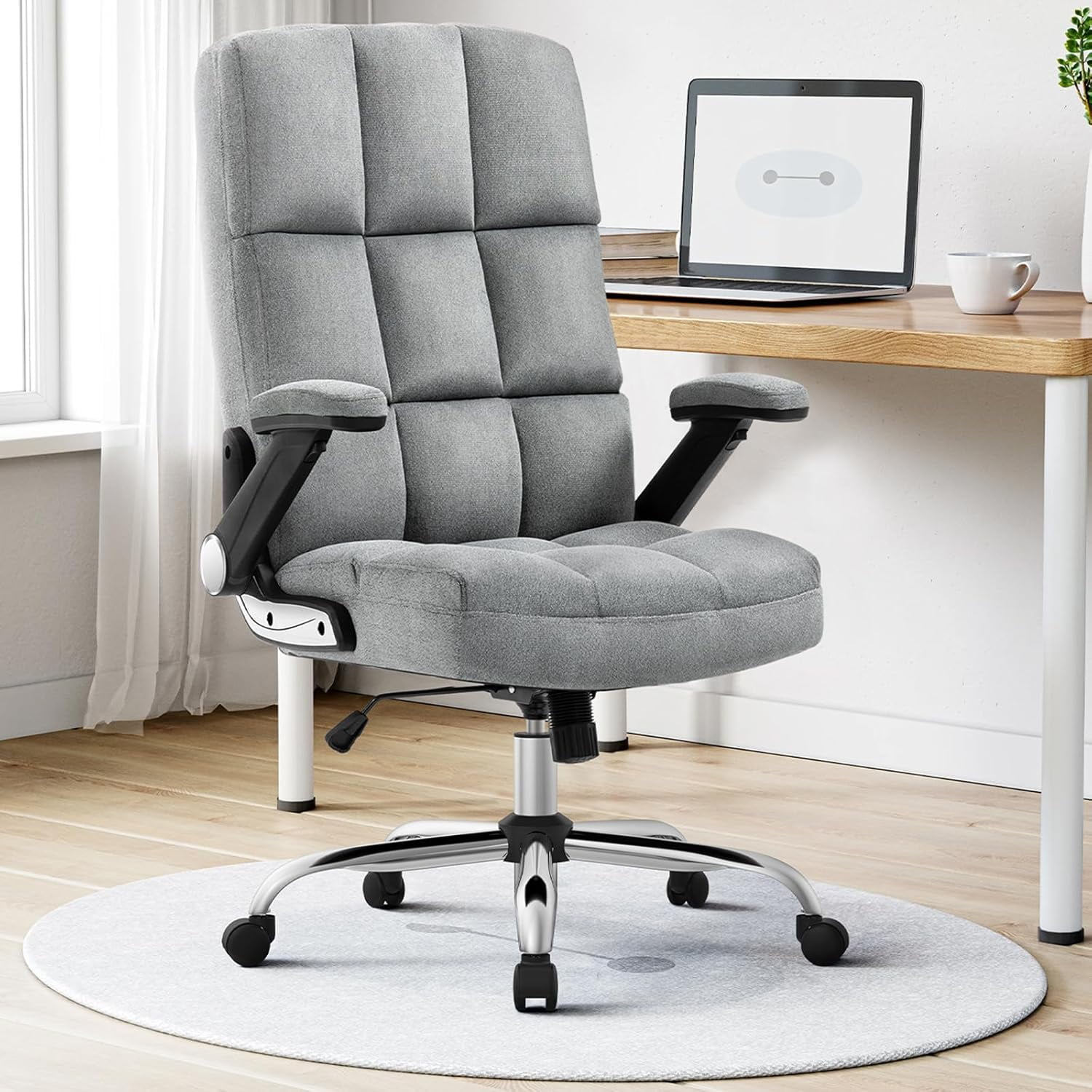 SEATZONE High Back Office Chair Back Support Computer Desk Chair Velvet ...