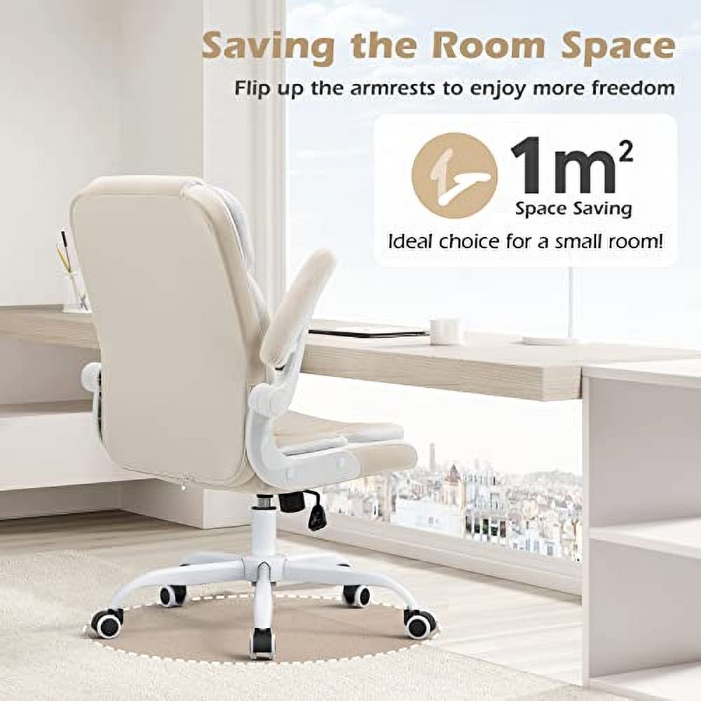 SEATZONE Home Office Desk Chairs with Wheels and Flip-up Armrests ...