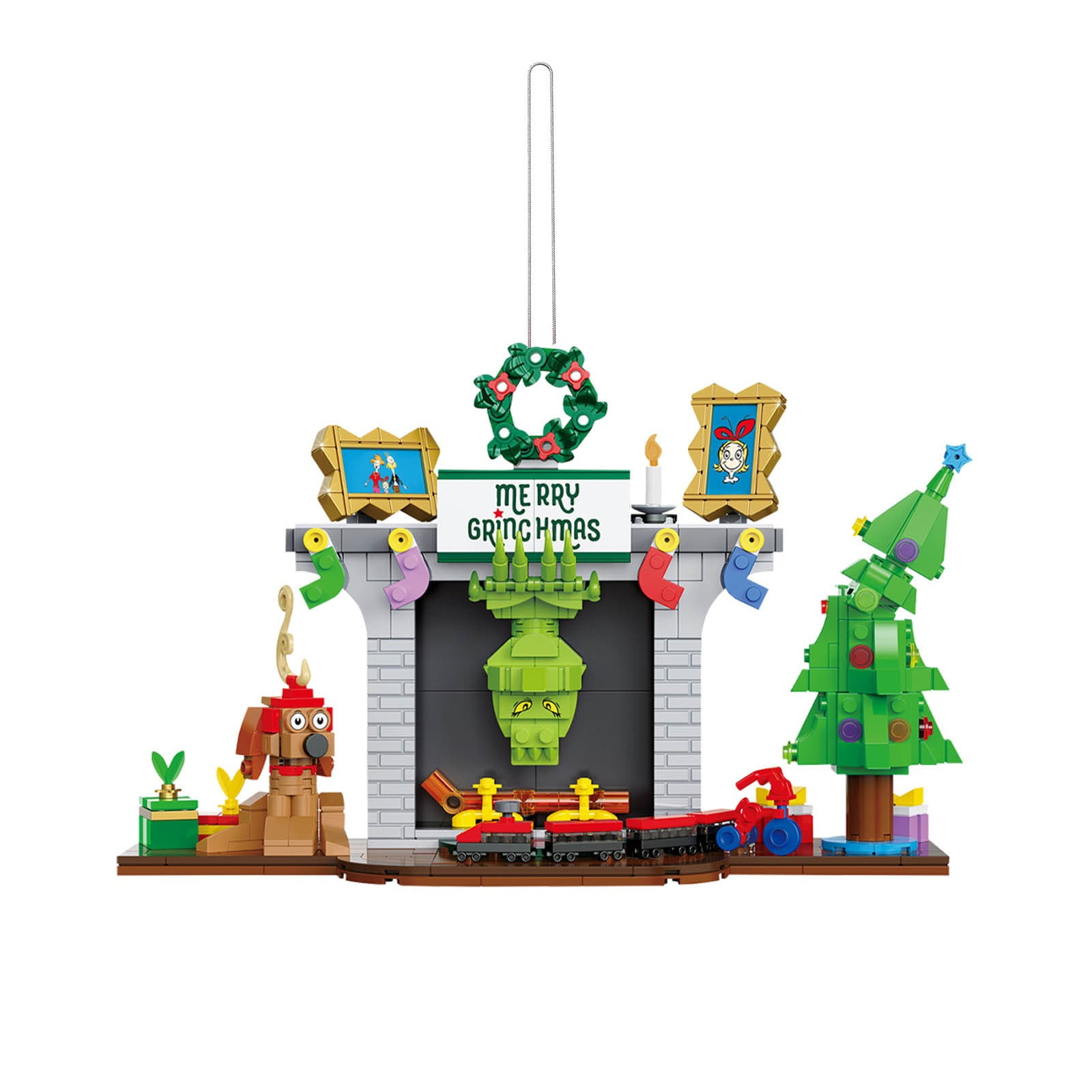 SEAYI 4.7" Grinch Christmas Ornaments Building Blocks, 2D Christmas ...