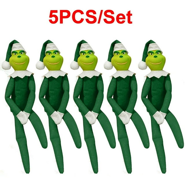 SEAYI 5PCS Grinch Plush Toy, Elf Green Monster Grinch Stuffed Animal ...