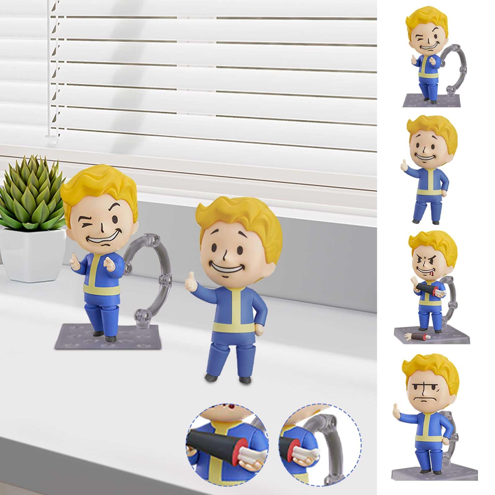 SEAYI Fallout Vault Boy Bobblehea Figure with 4 Replaceable Face Masks ...