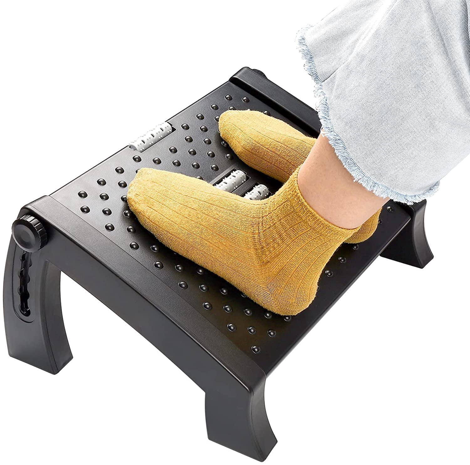 SEBIDER Height Adjustable Footrest with Massage Surface Under Desk ...