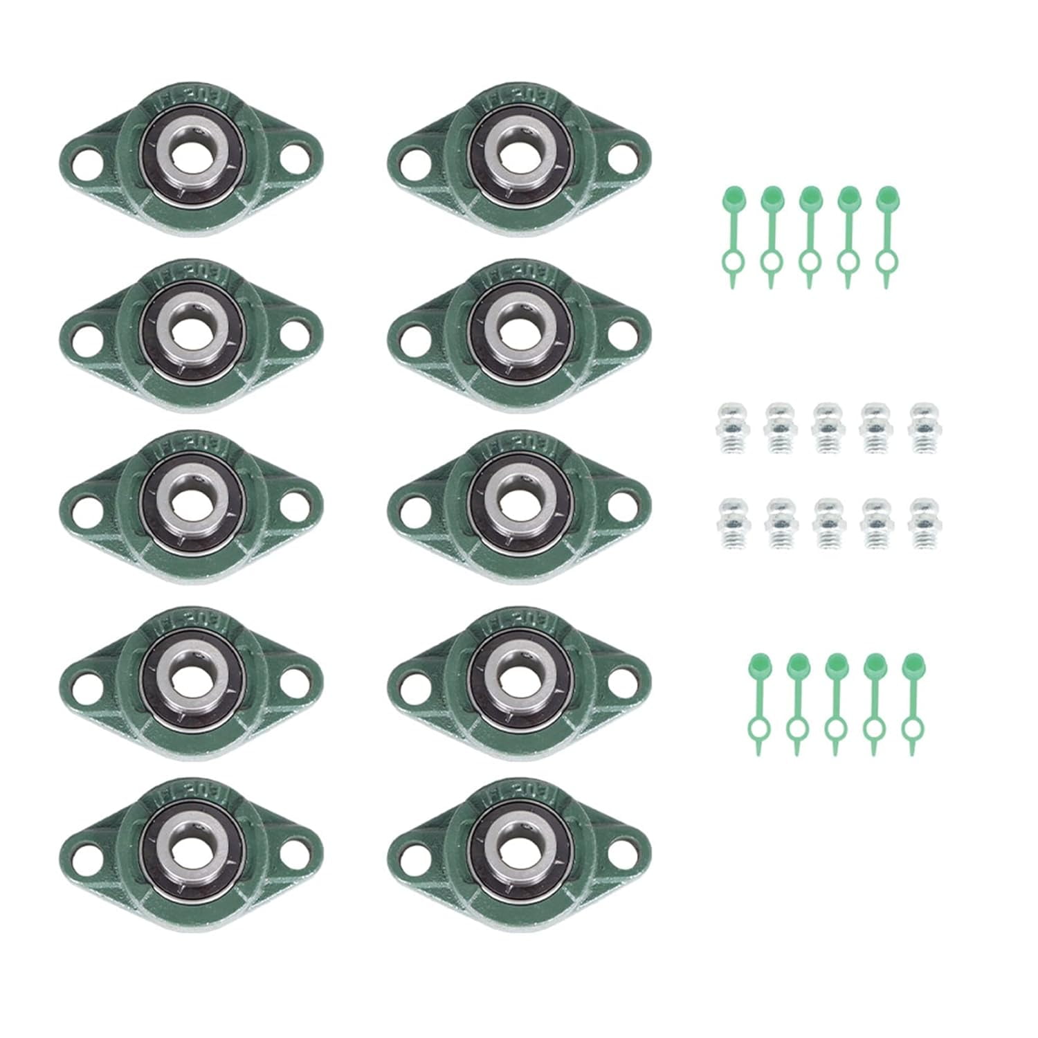 SEBLAFF 10 Pack UCFL202-10 Pillow Block Flange Bearing 5/8" Bore 2 Bolt ...