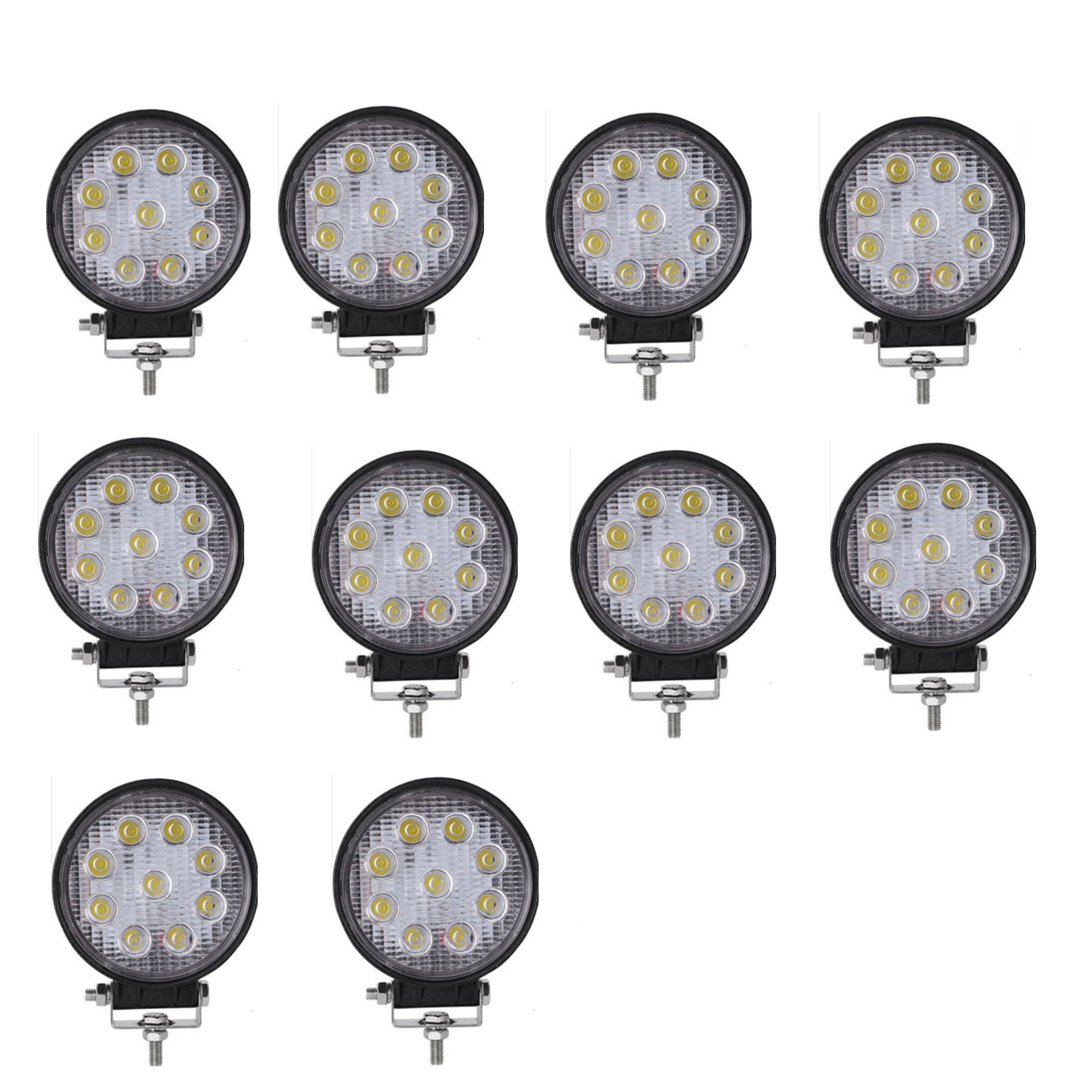 SEBLAFF 10-Piece 4" 27W Round LED Work Lights Pod Spot Beam Offroad Fog ...