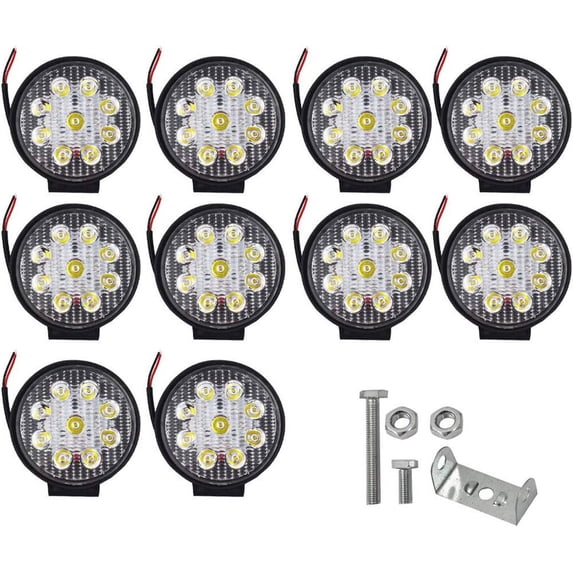SEBLAFF 10-Piece 4" 27W Round LED Work Lights Pod Spot Beam Offroad Fog ...
