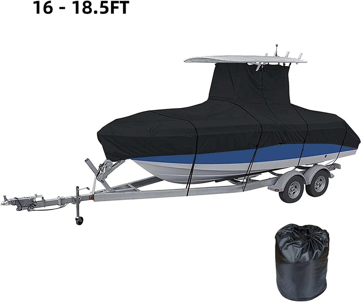 SEBLAFF 16-18.5ft Heavy Duty Center Console T-Top Boat Cover Black ...