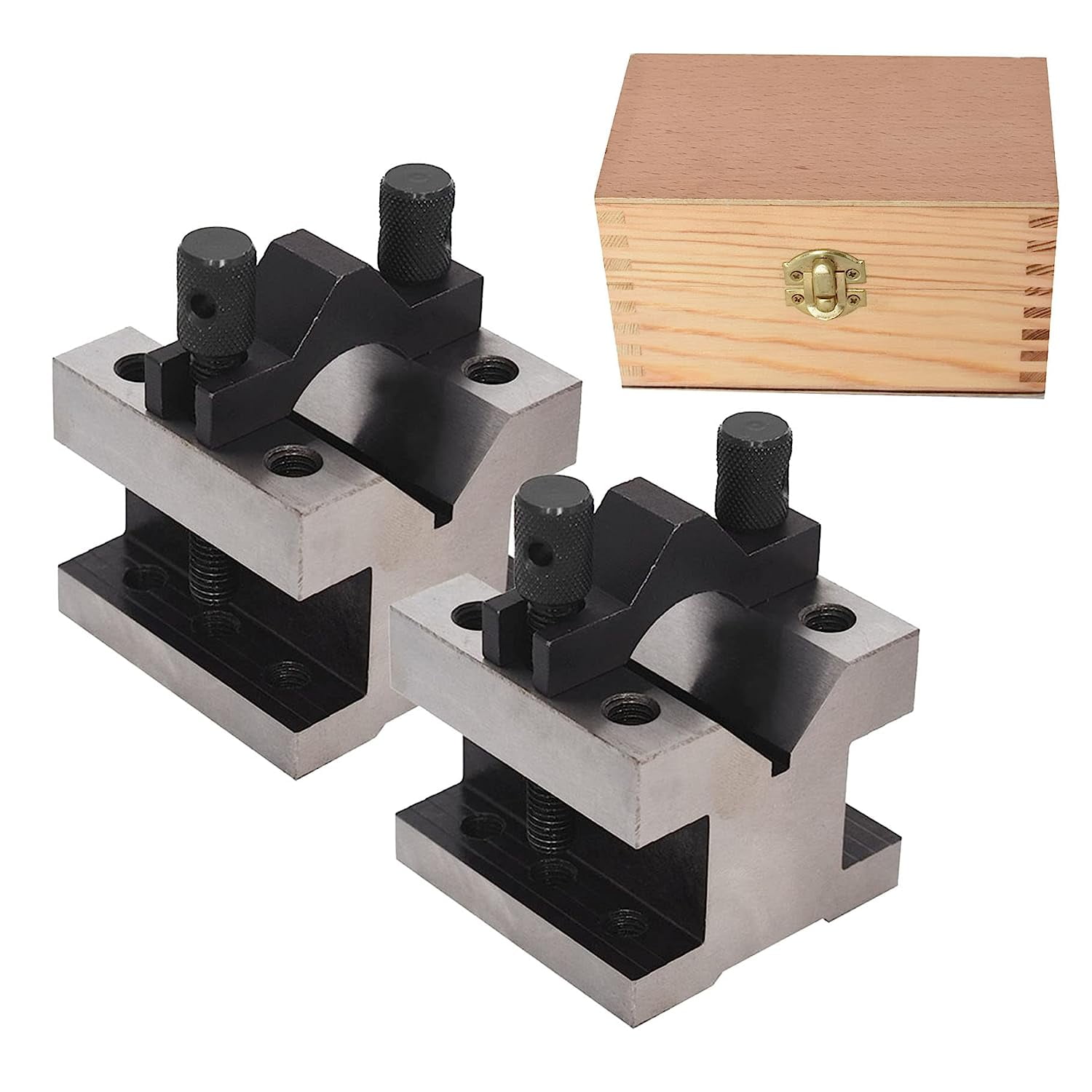 SEBLAFF 2-3/8 x 2-3/8 x 2 Precision V Block with Clamp Set, 90 Degree ...
