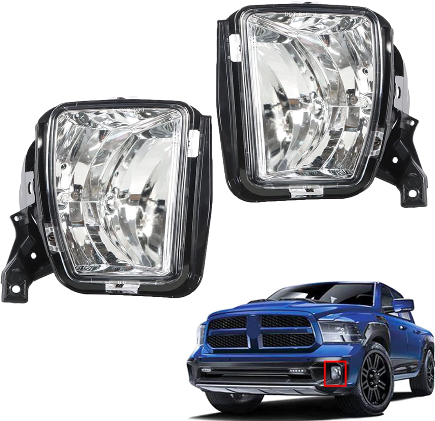 SEBLAFF 2Pcs Fog Lights Assembly Replacement for 2013-2018 Ram 1500 ...