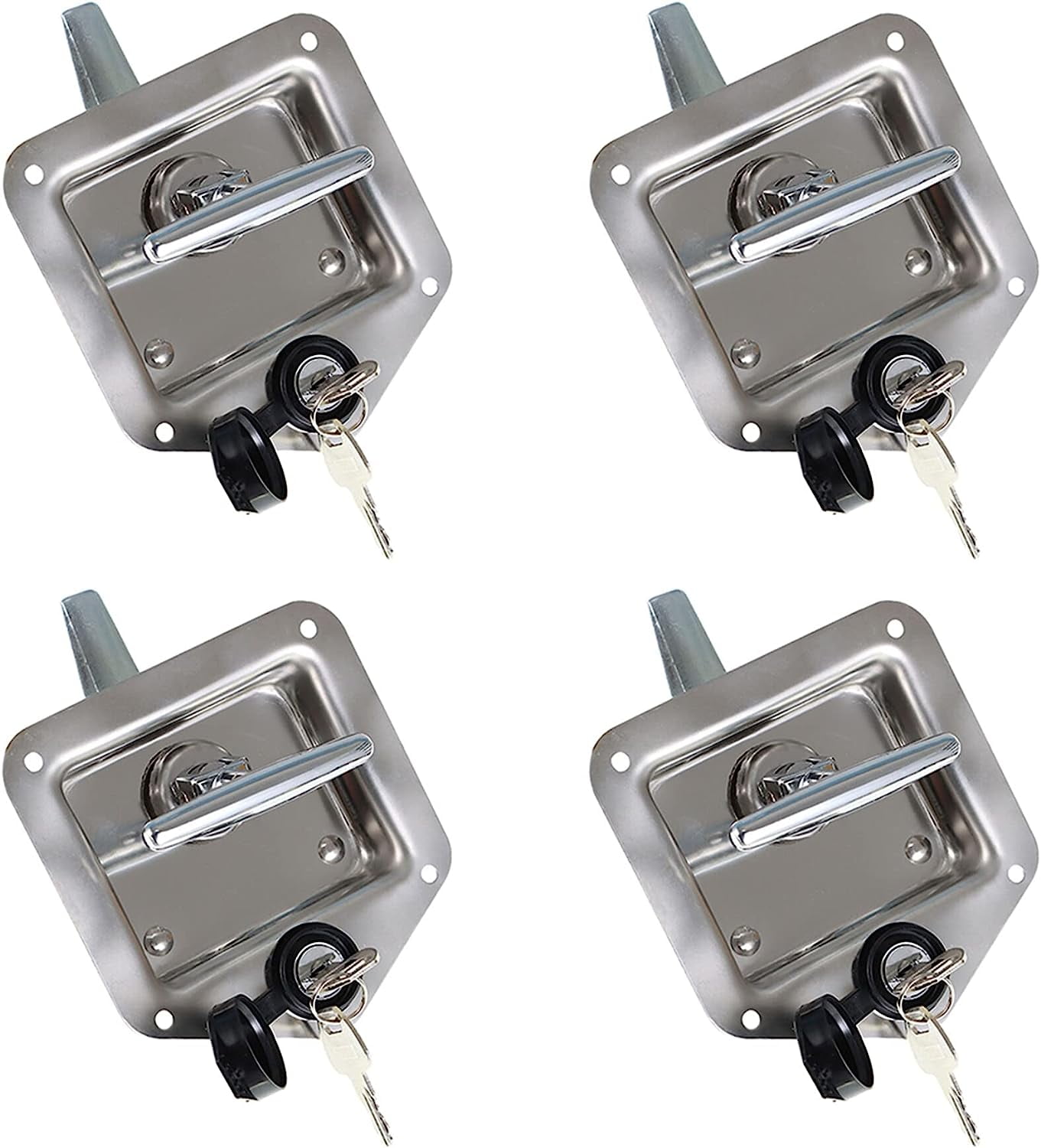 SEBLAFF 4 Trailer Door Latch Folding T-Handle Lock with Gasket and Keys ...