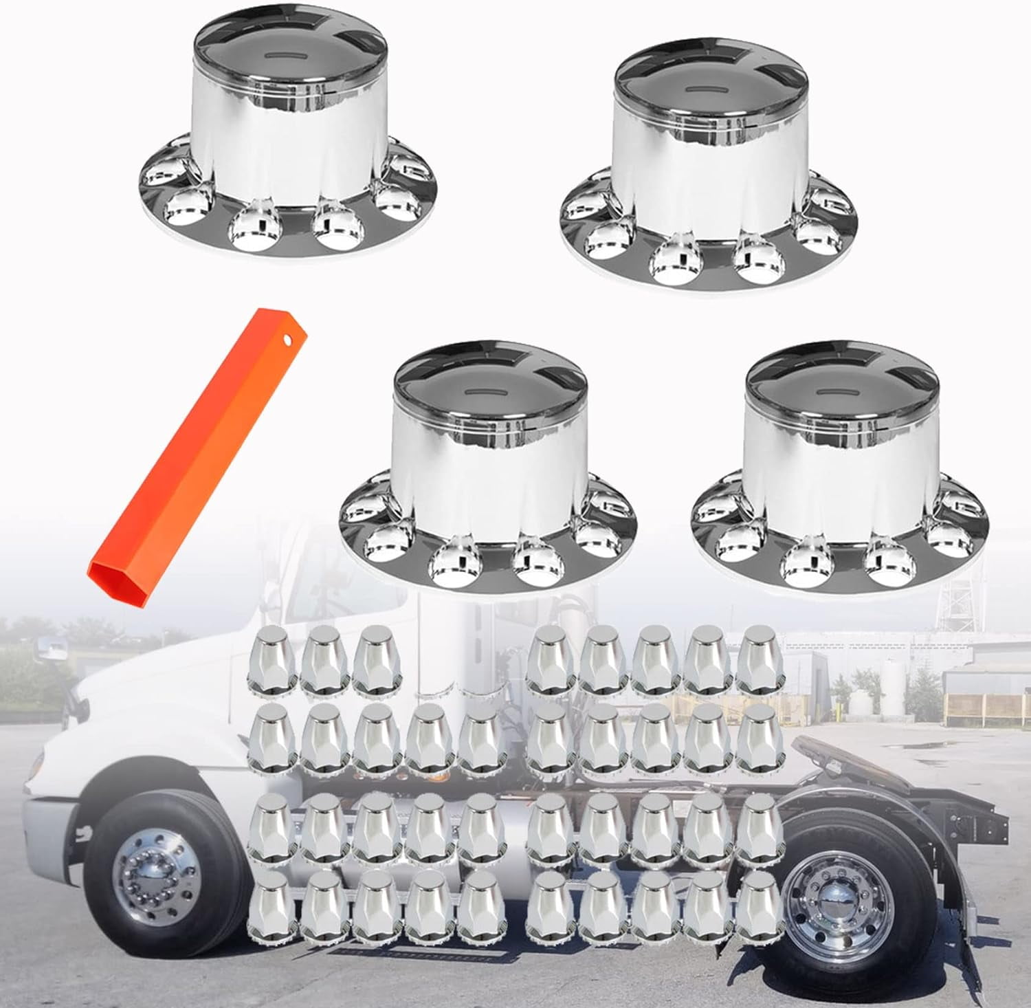 SEBLAFF 4PCS Rear Wheel Axle Hub Cover Kit 33mm Nut Covers Chrome ABS ...
