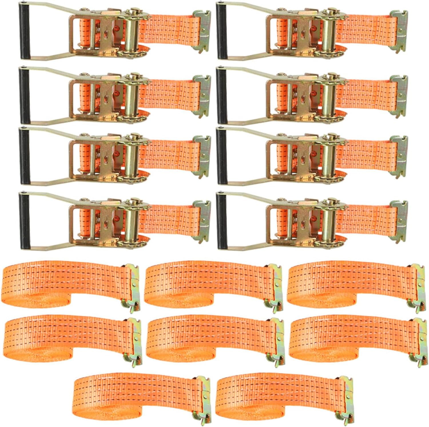 SEBLAFF 8 Pcs Heavy Duty Ratchet Strap for Truck Trailers with E-Hook ...