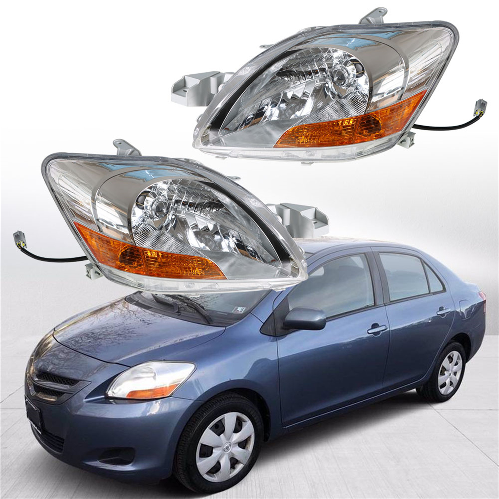 SEBLAFF Chrome Housing Headlights Headlamps Assembly Replacement for ...