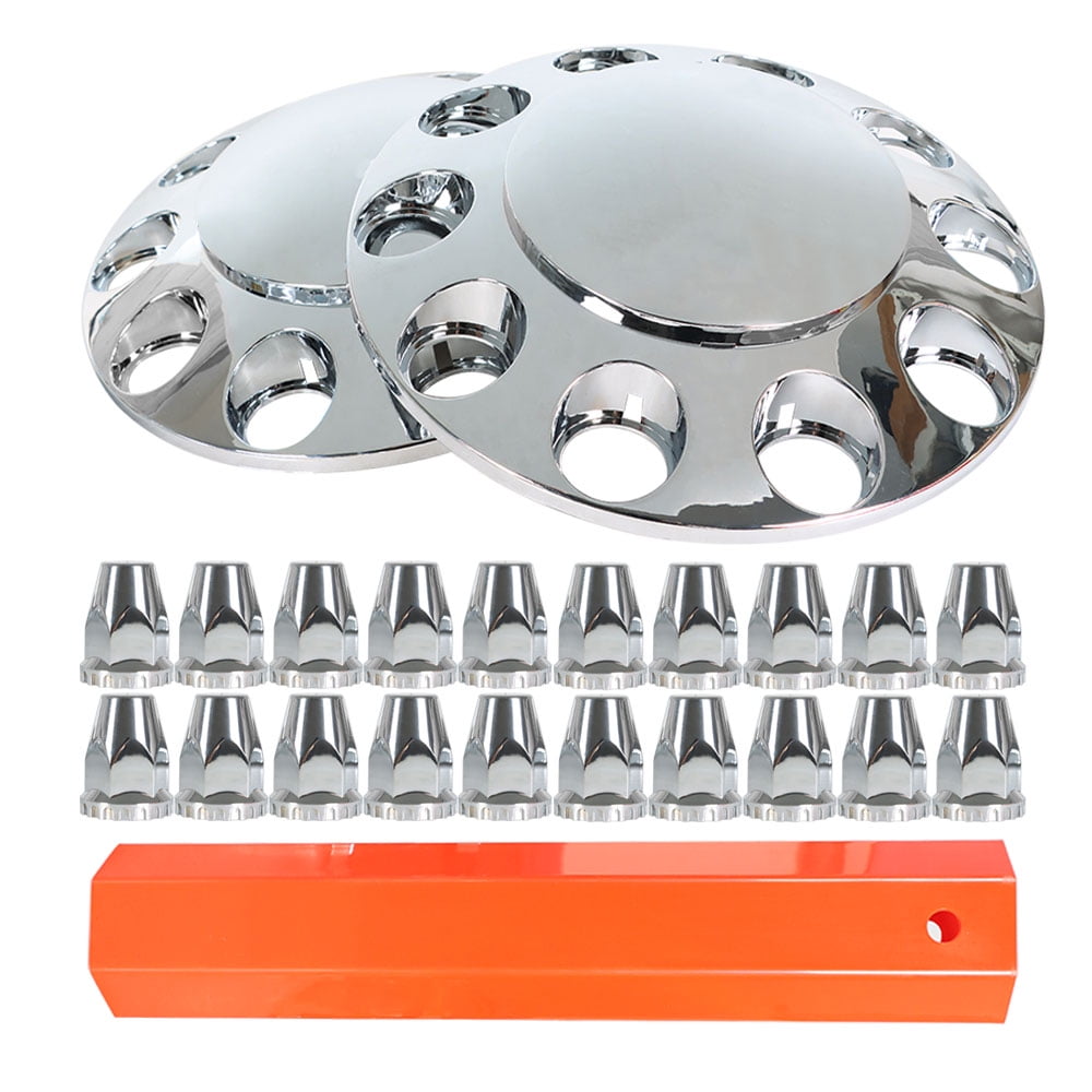 SEBLAFF Chrome Semi Truck Front Wheel Axle Hub Covers Hubcaps Kits 33mm ...