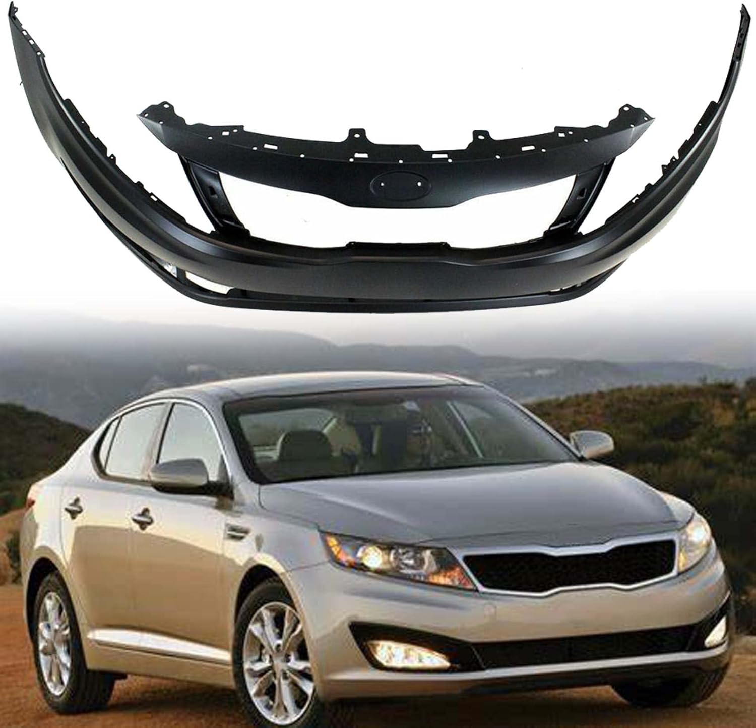 SEBLAFF Front Bumper Cover Fascia with Tow Hook Hole Replacement for ...