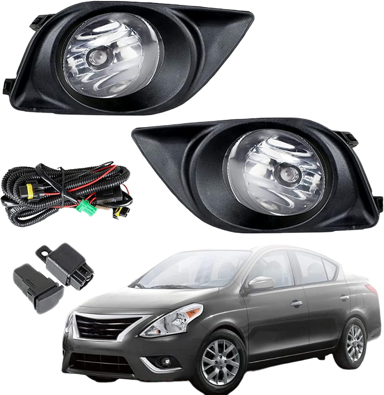 SEBLAFF Front Bumper Fog Lights Lamps+Wiring+Switch Kits For Nissan ...