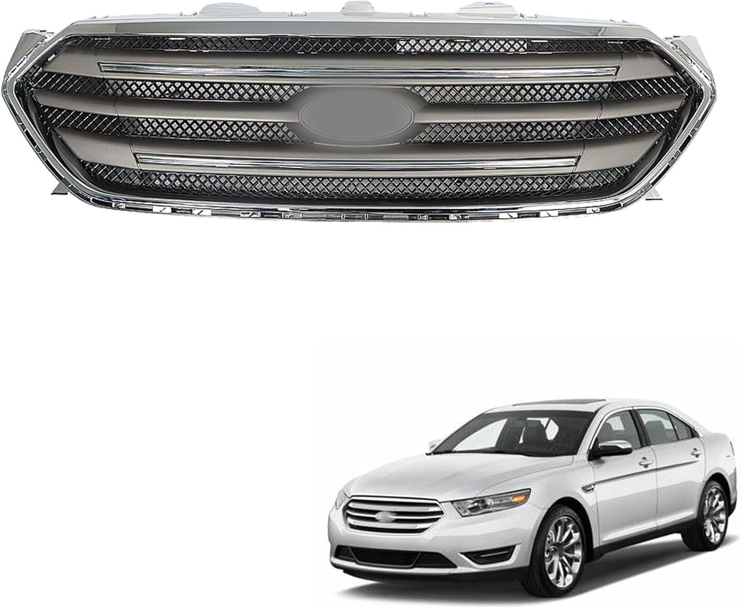 SEBLAFF Front Bumper Upper Chrome Grille Radiator Upper Grille ...