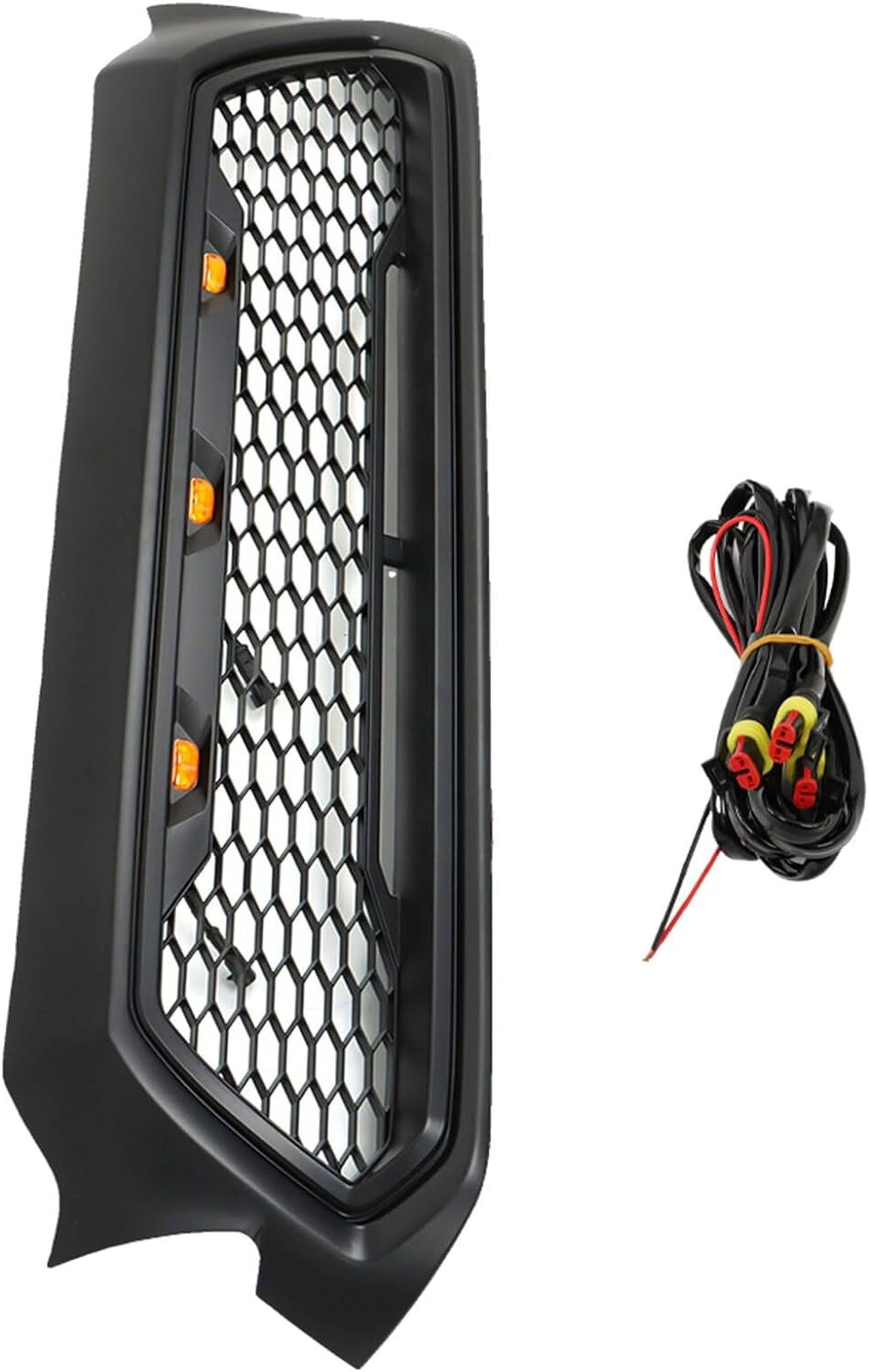 SEBLAFF Front Grille Bumper Grill with Lights Matte Black Mesh Replacement for 2012 2013 2014 ...