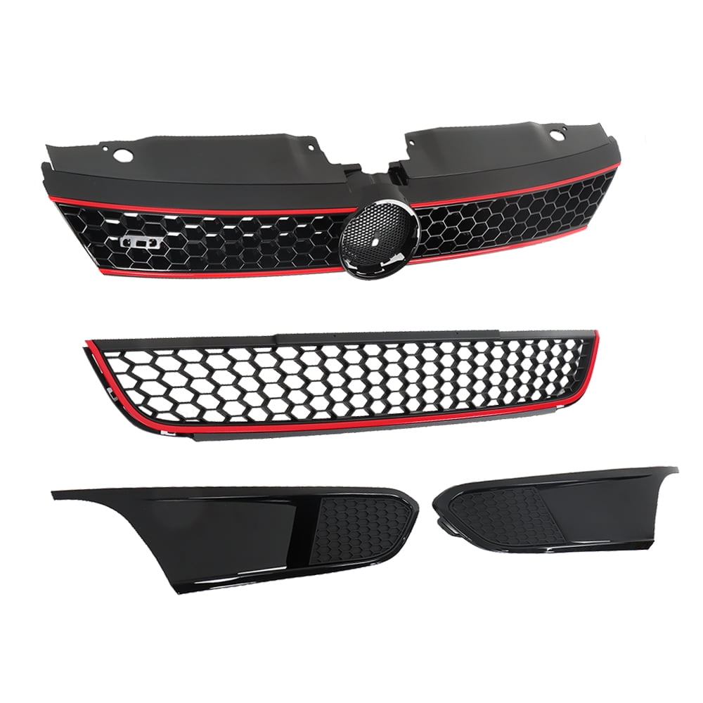 SEBLAFF Front Upper Lower Grill 4pc Red Trim For VW 2011-14 Jetta MK6 ...