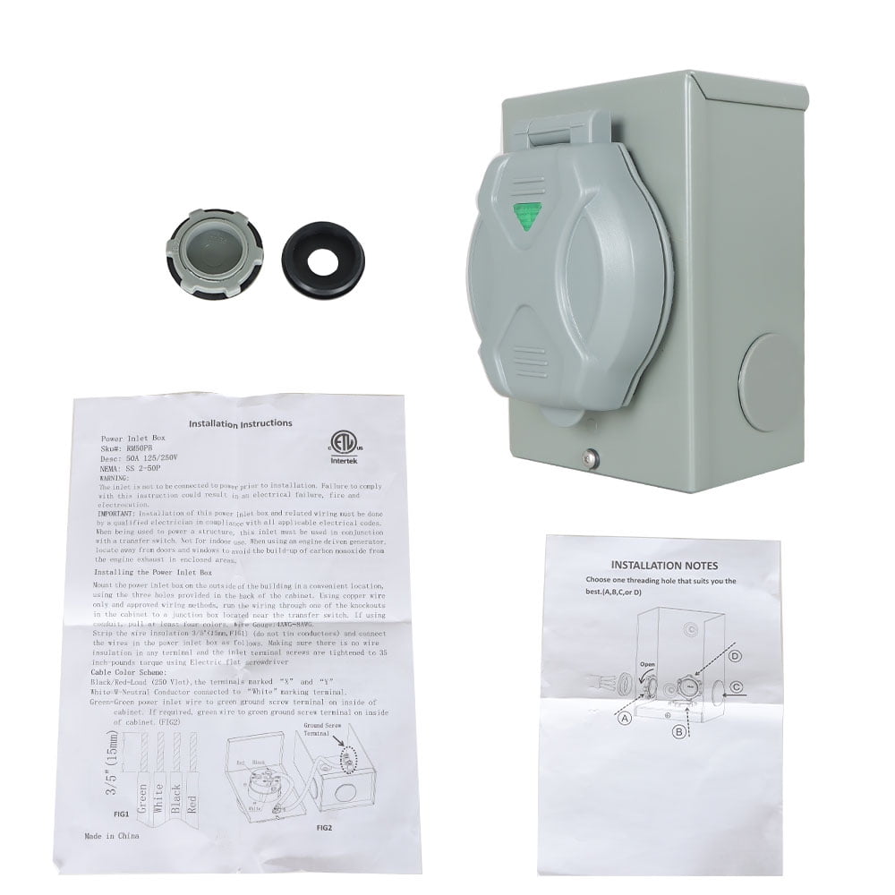 SEBLAFF Generator Cord Generator Power Inlet Box 50 Amp 3 Prong NEMA ...
